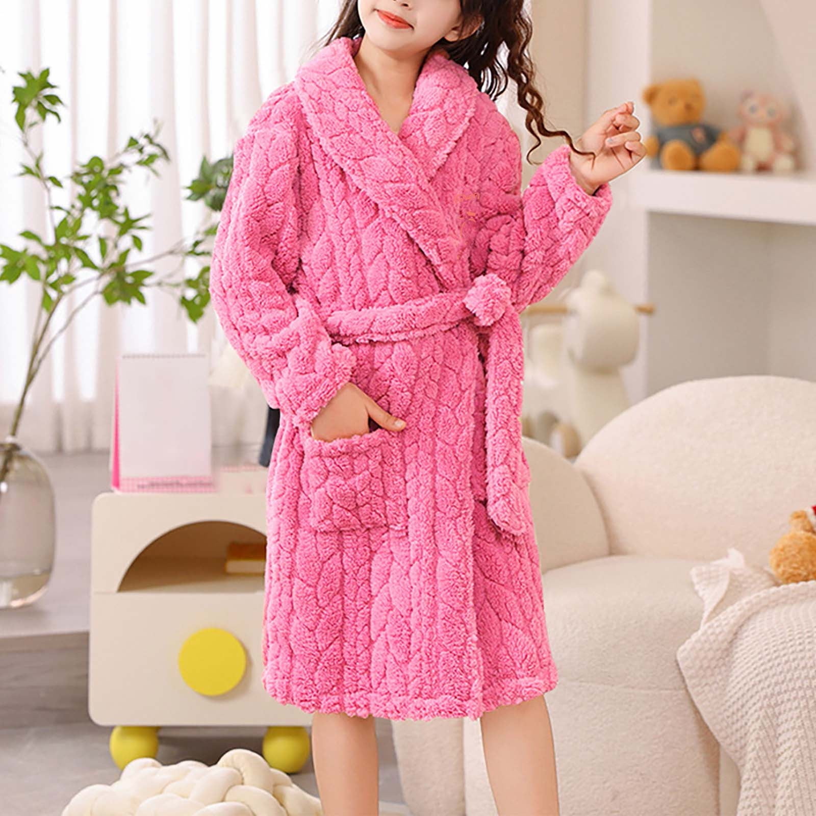 xjwjuw Kids Bathrobe Boys Girls 100% Egyptian Cotton Luxury Velour ...