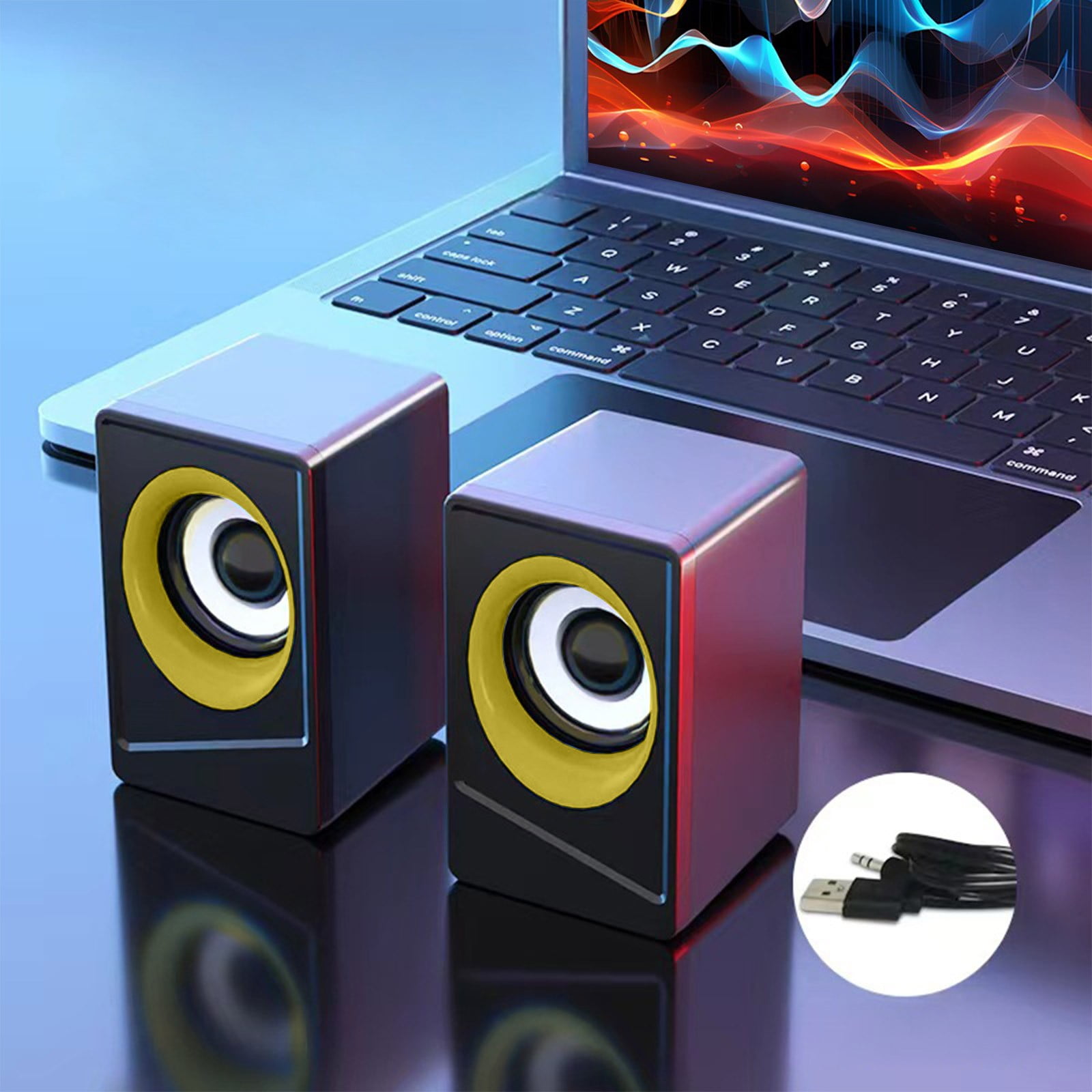 xjwjuw Portable Laptop Speakers USB 2.0 Mini Sound Box, Immersive ...