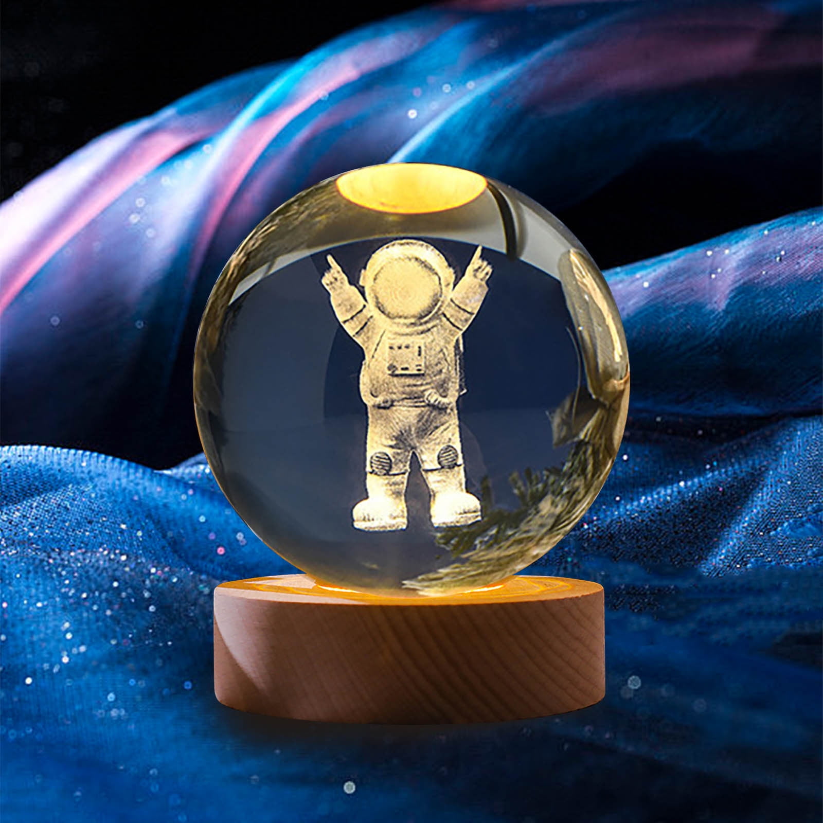 xjwjuw Stellar Spheres Night Light, Saturn & Solar System Crystal Lamp ...