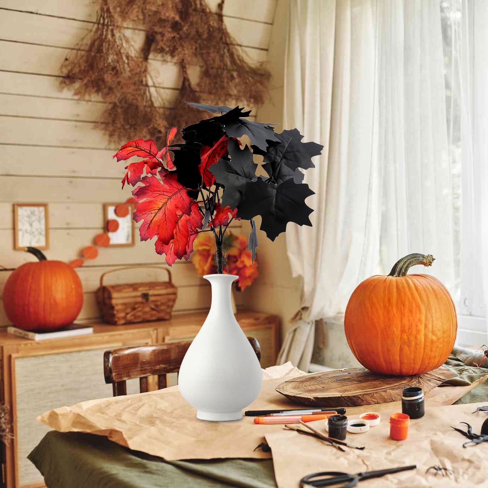 xjwjuw Thanksgiving Halloween Artificial Maple Leaf – Waterproof Fake ...