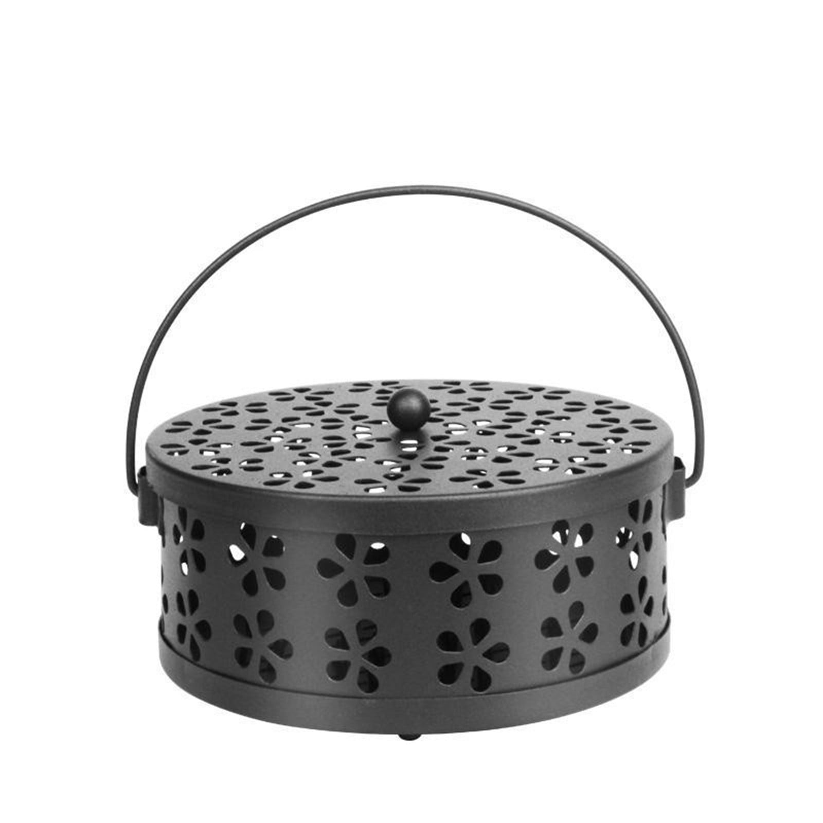 xjwjuw Wrought Iron Mosquito Coil Holder with Lid, Fireproof Mosquito Repellent Box, Stable Coil ...