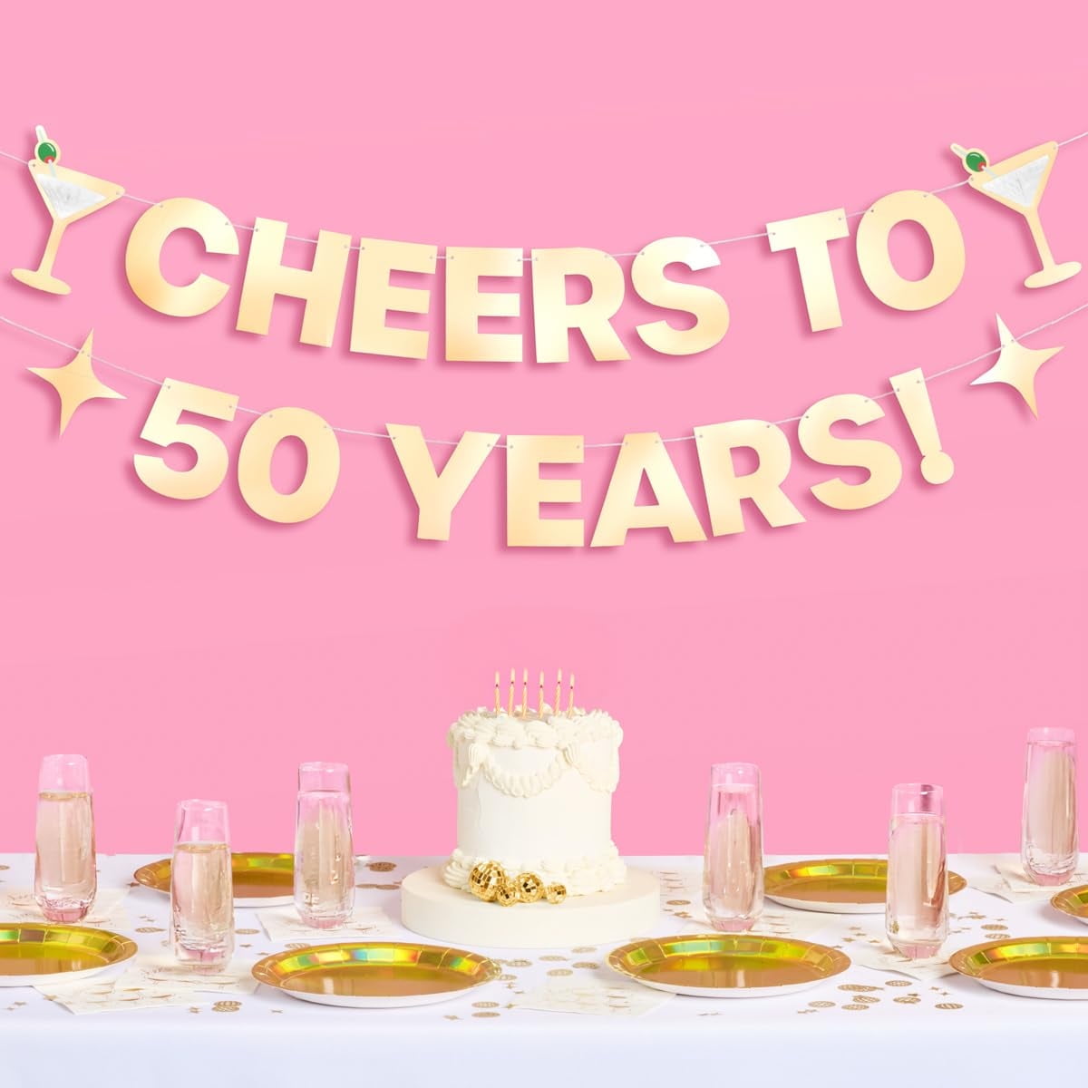 xo, Fetti Cheers to 50 Years, 50th Martini Pop Up Banner - 5.5 Ft ...