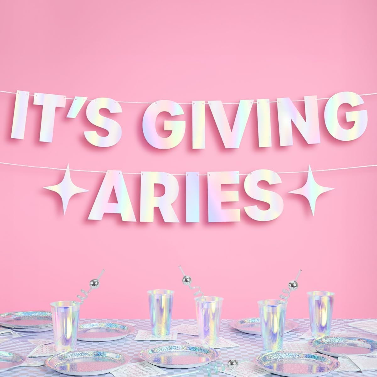 xo, Fetti It's Giving Aries Banner - Iridescent Foil | 5 Ft. | Zodiac ...