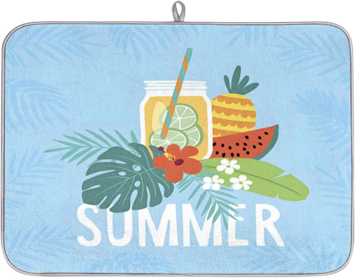 xomou Lemon Smoothie Mason Jar Dish Drying Mats for Kitchen Counter ...