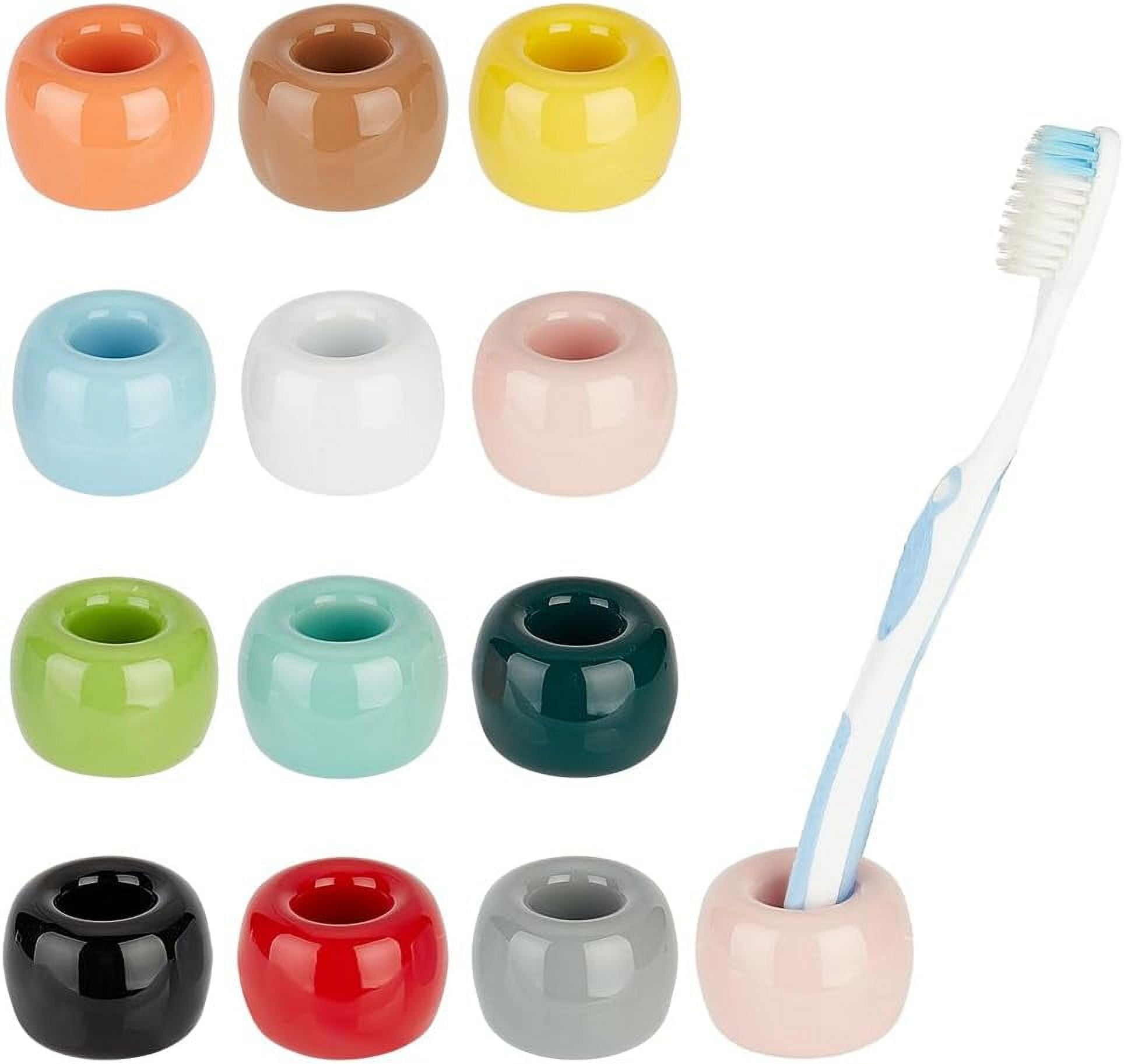 xrboomlife 12 pcs Small Mini Ceramic Toothbrush Holders Multi- Color ...