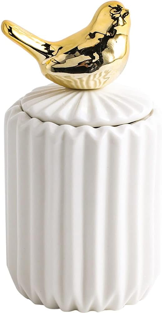 xrboomlife Cotton Swab Holder Qtip Q-Tips Container with Lid Ceramics ...