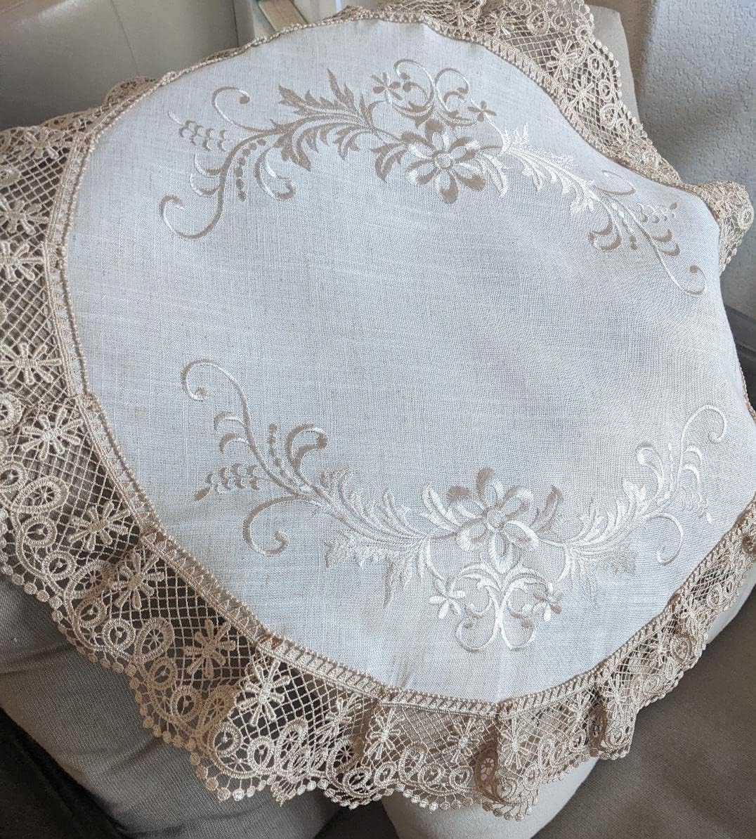 xrboomlife Doily Large Round 24 inch Lace Embroidered Table Topper ...