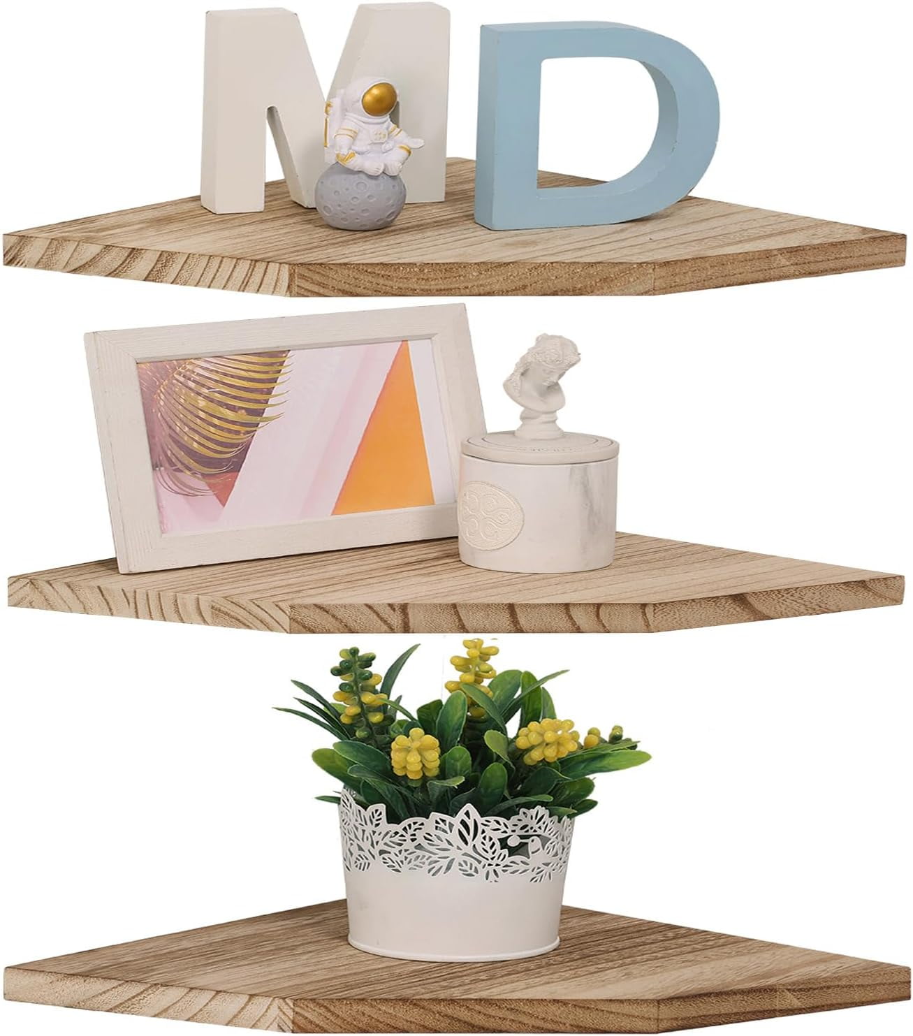 xrboomlife JKLCH LTKIF Corner Wall Shelves Wood Corner Floating Shelves ...