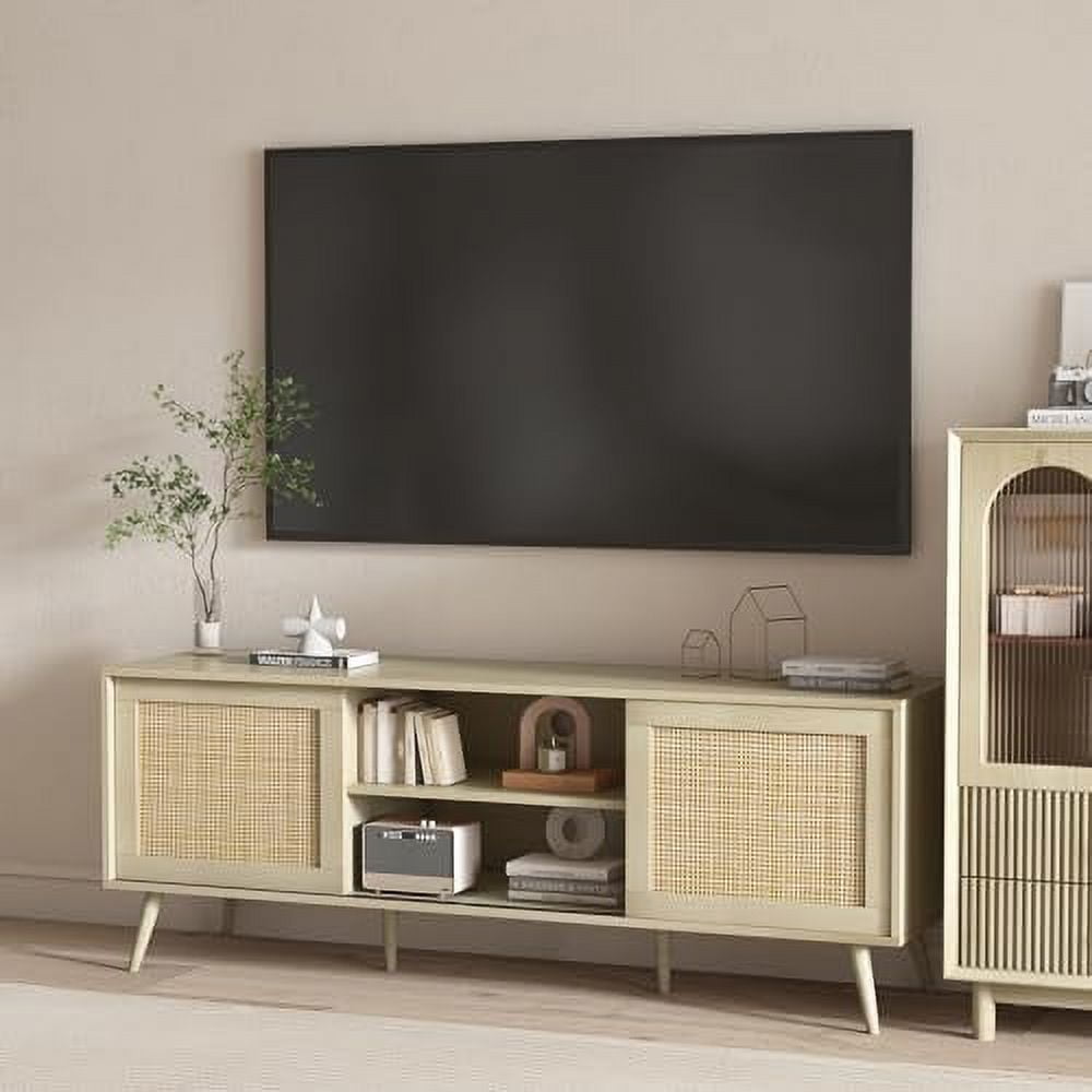xrboomlife Rattan TV Stand for 65 Inch TV Farmhouse TV Console Media ...