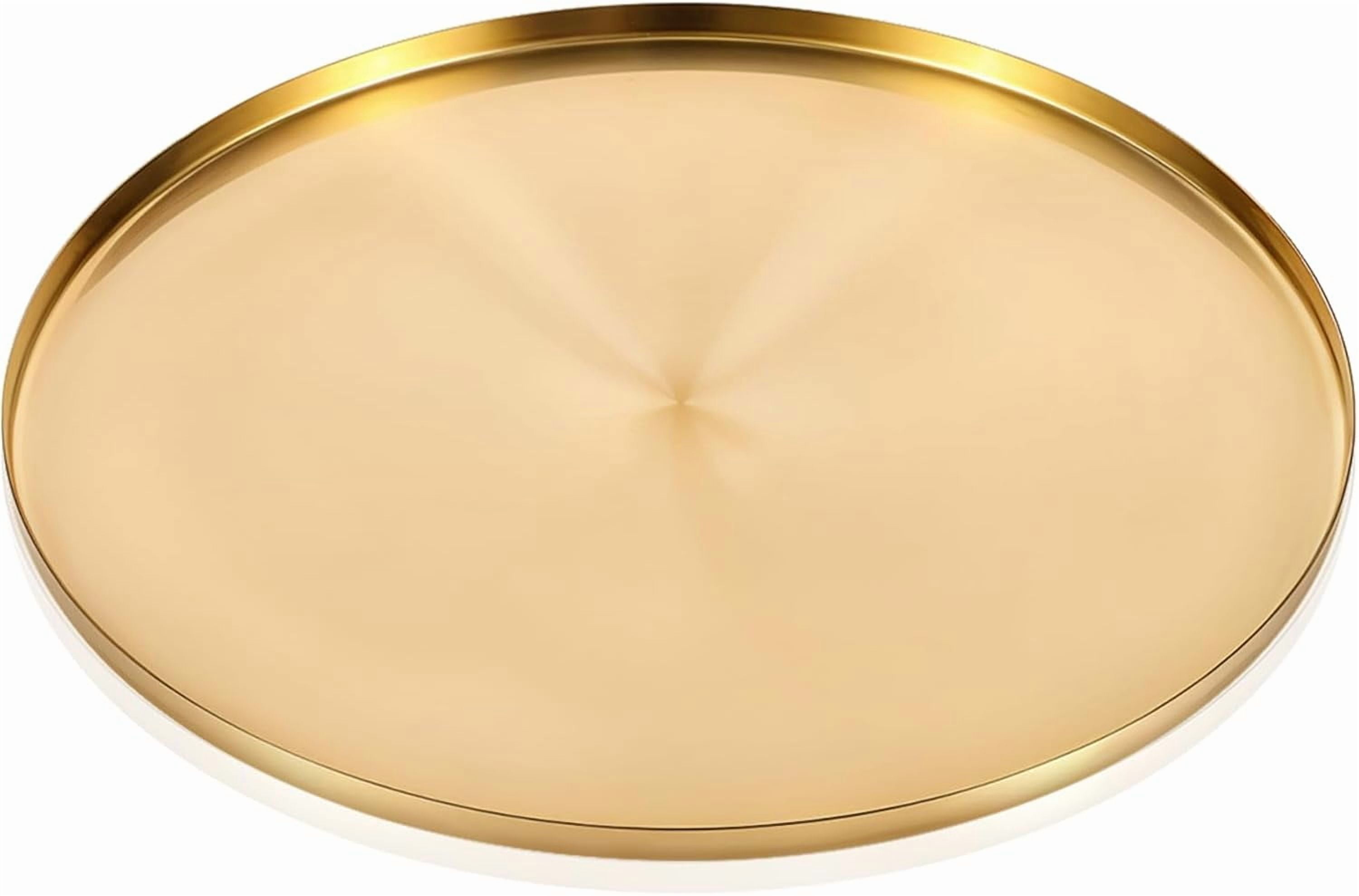 Hltser Round Gold Tray 12 Inch Stainless Steel Jewelry and Make up Tray ...