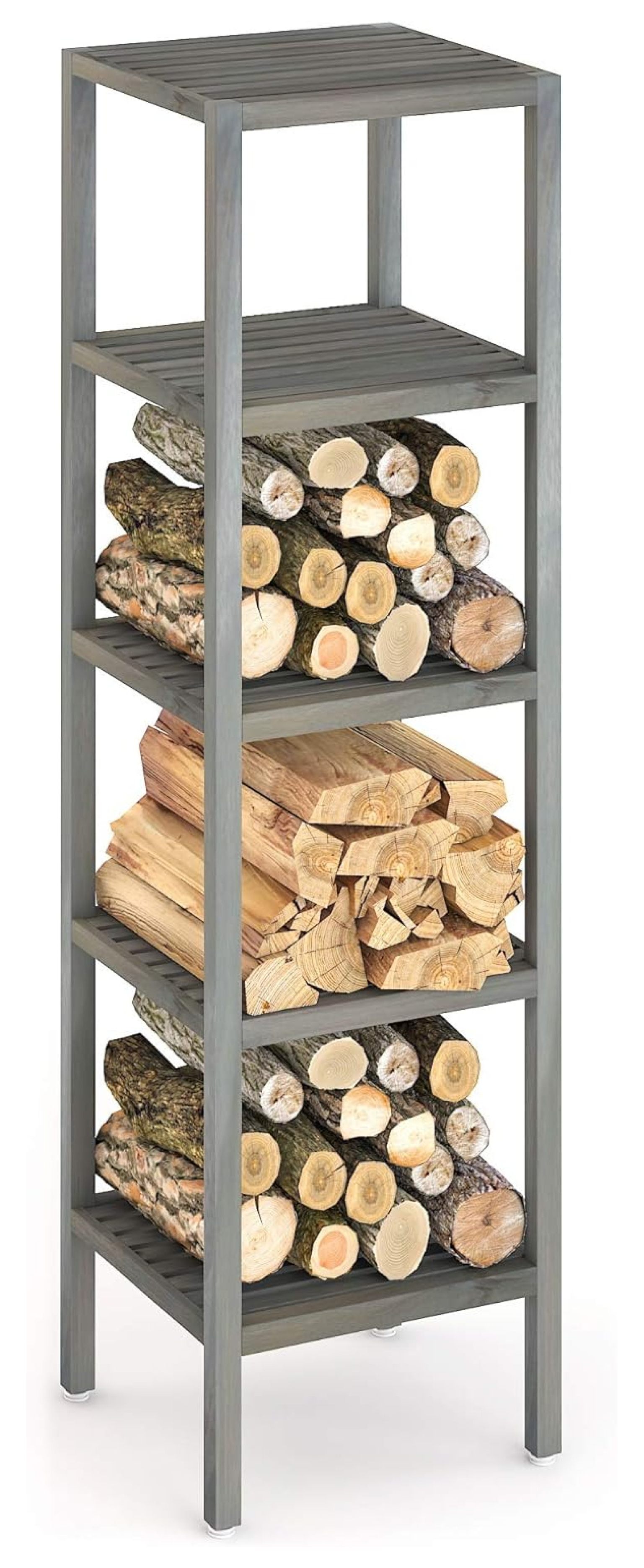 xu wei Holger 5 Tier Storage Shelving Tower, Acacia Wood, 53" x 15" x ...