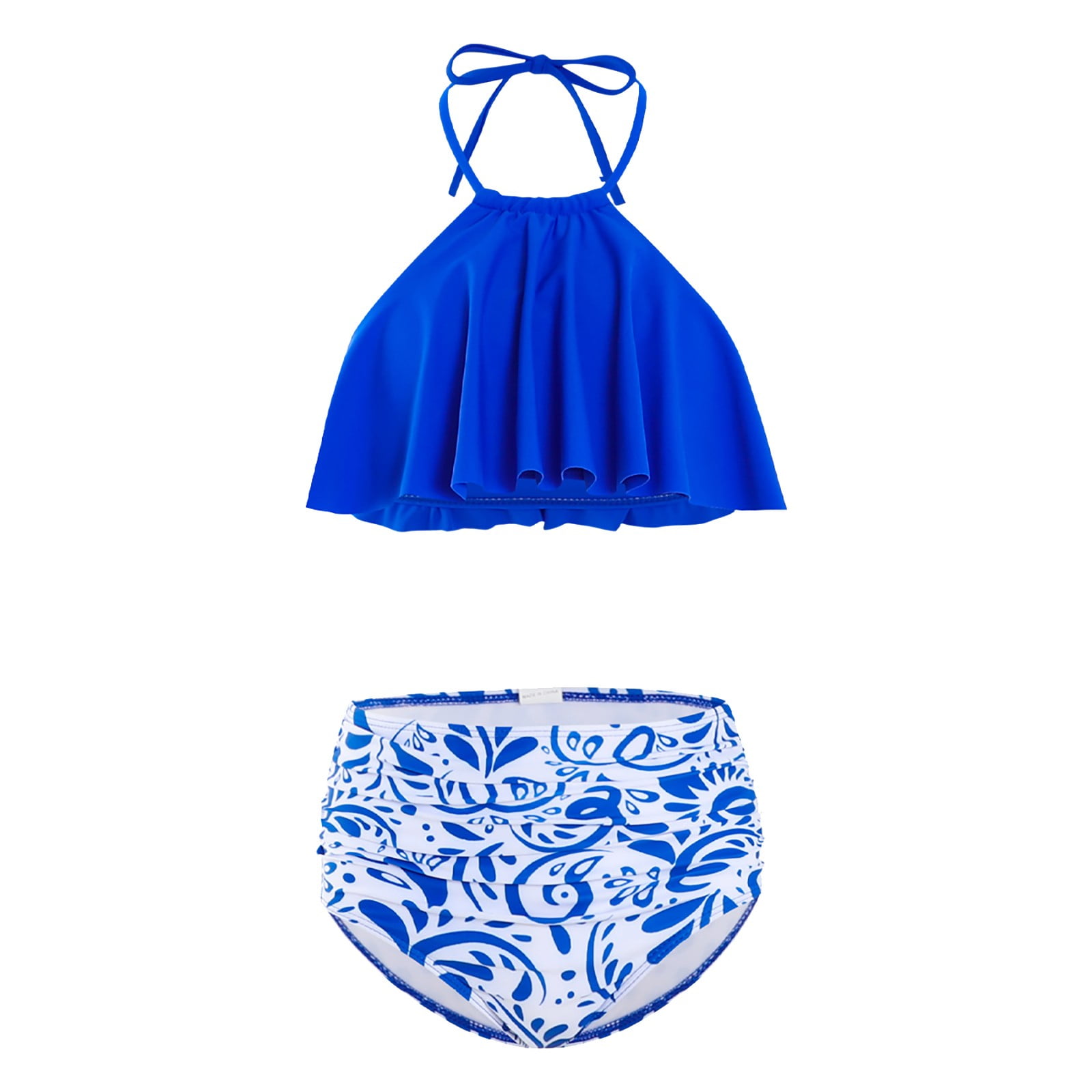 Xuapaodt Bikini Set Mother And Daughter Blue And White Porcelain