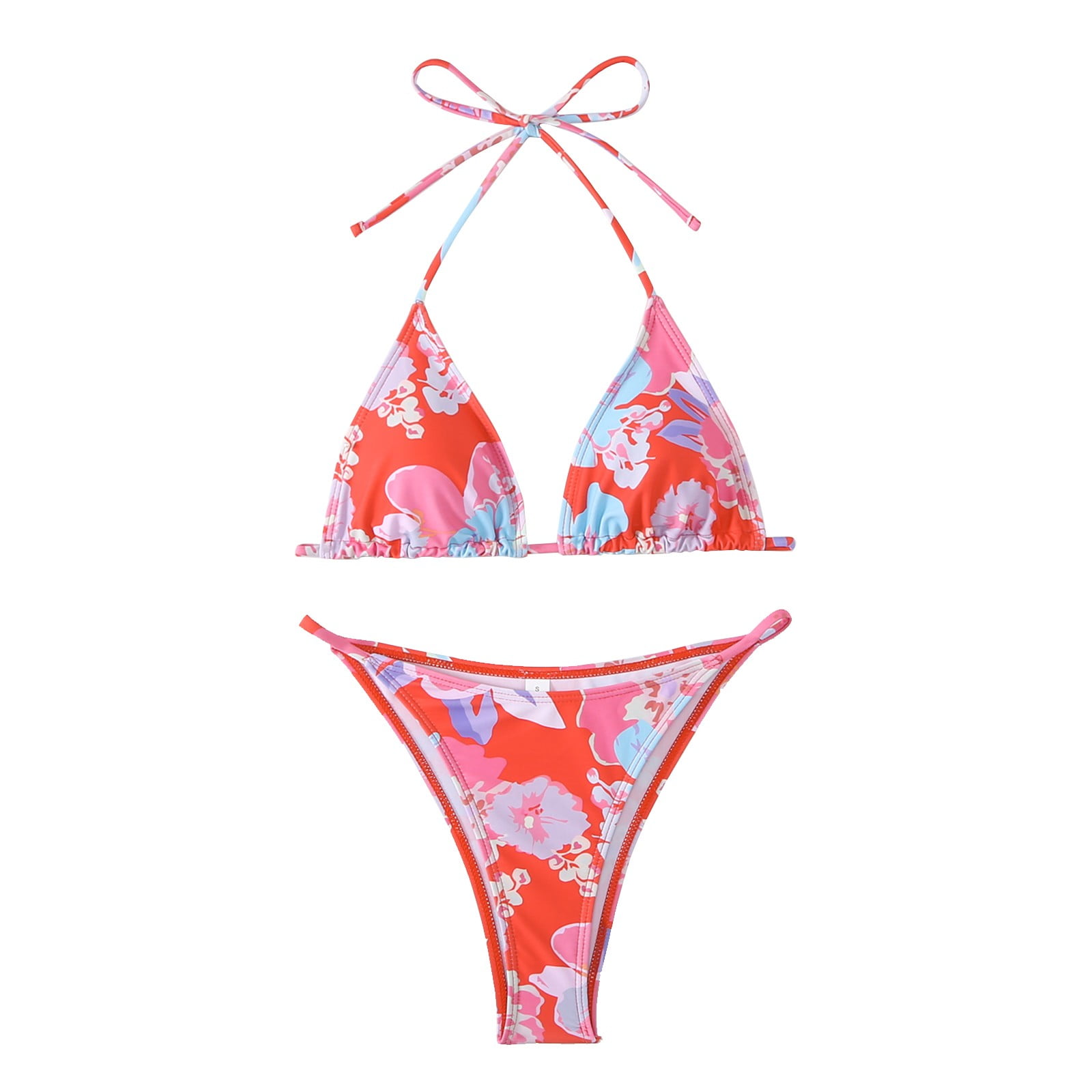Xuapaodt Bikini Set Solid Color Bikini Sexy Strap Split Swimsuit Women