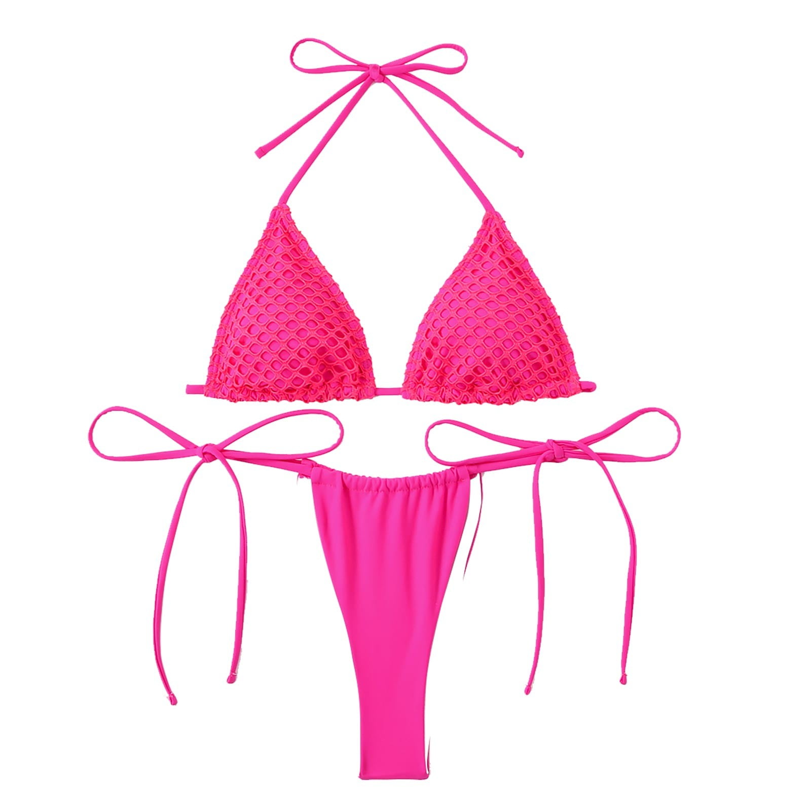 Xuapaodt Bikini Set Solid Color Bikini Sexy Strap Split Swimsuit Women
