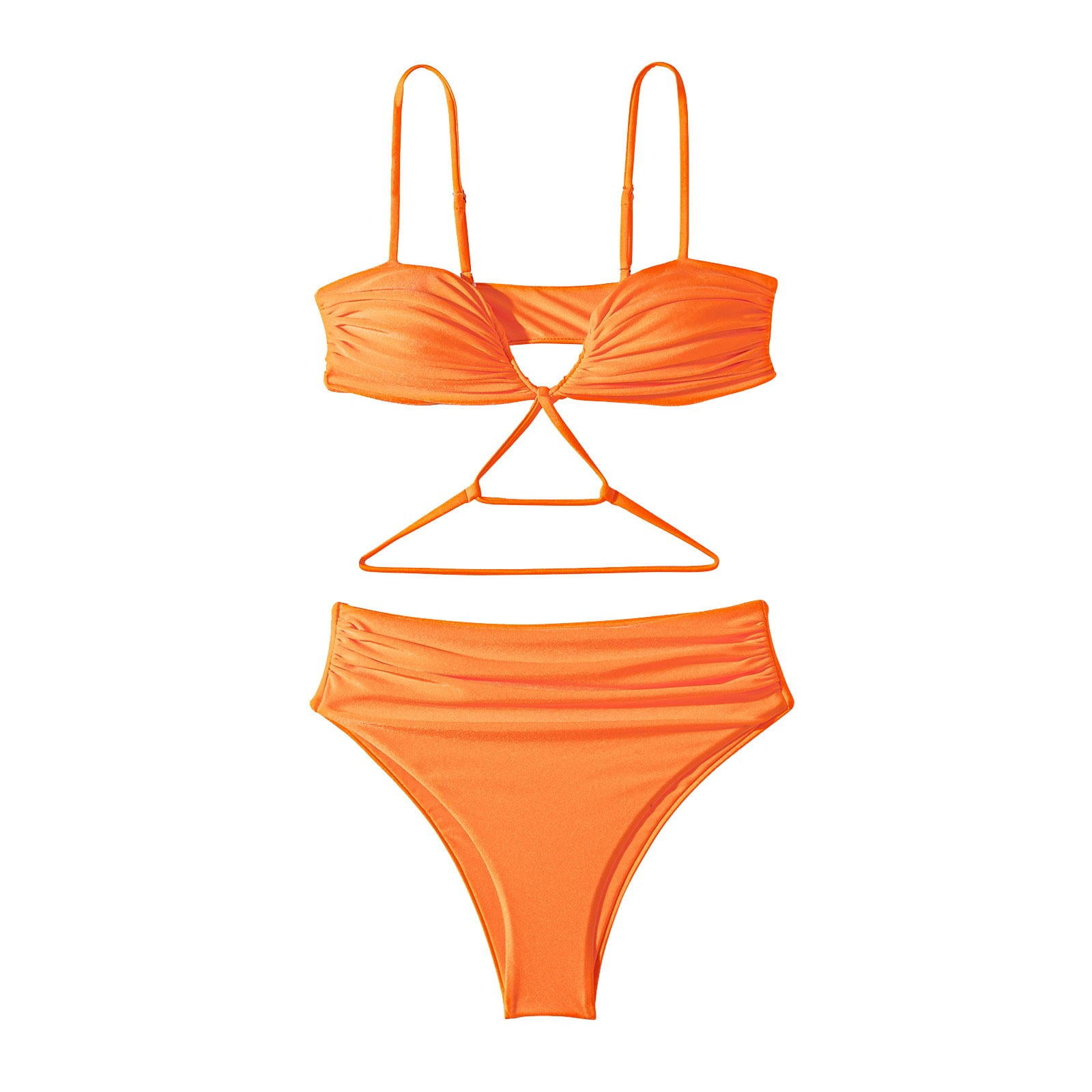 Xuapaodt Bikini Set Solid Color Bikini Sexy Strap Split Swimsuit Women