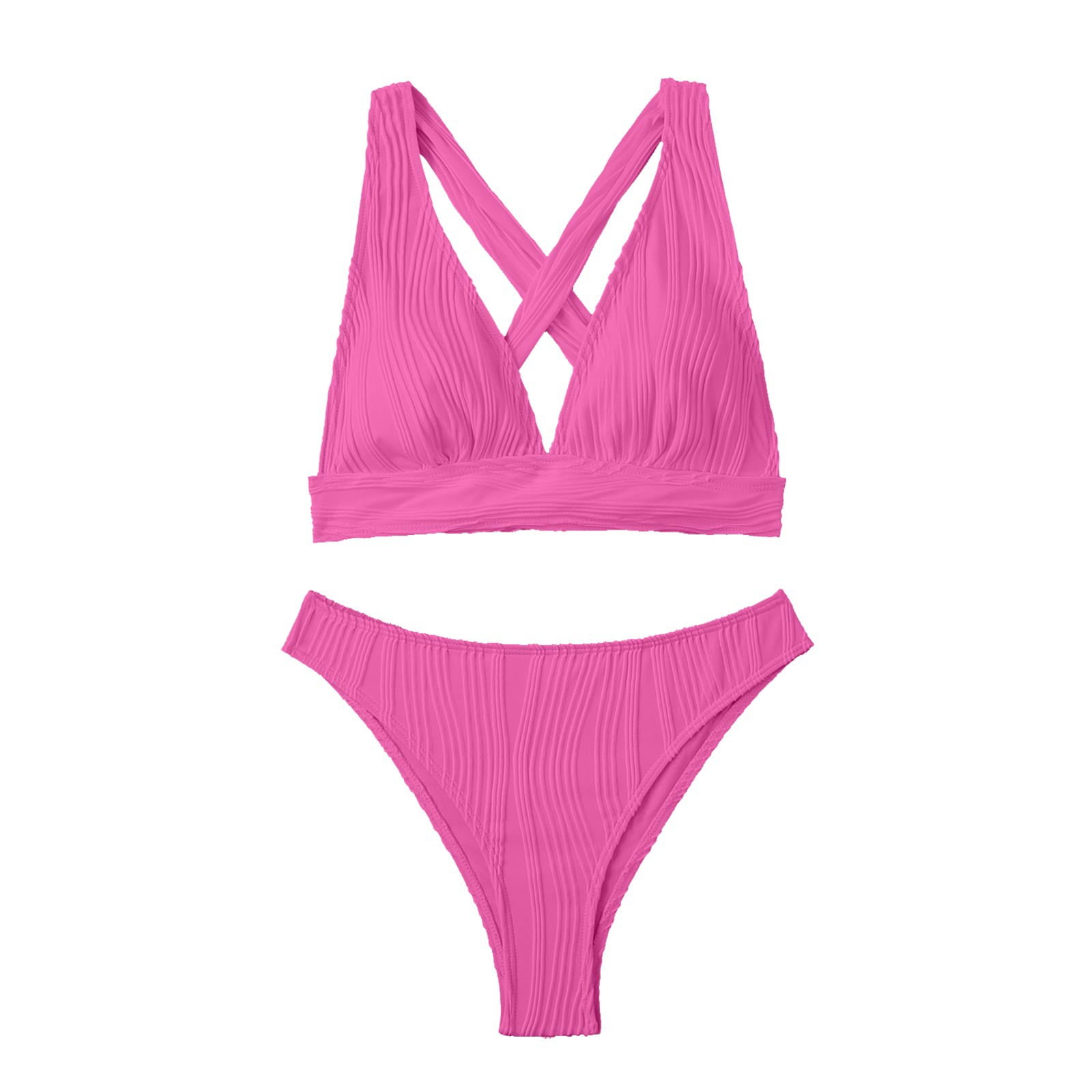 Xuapaodt Bikini Set Solid Color Bikini Sexy Strap Split Swimsuit Women
