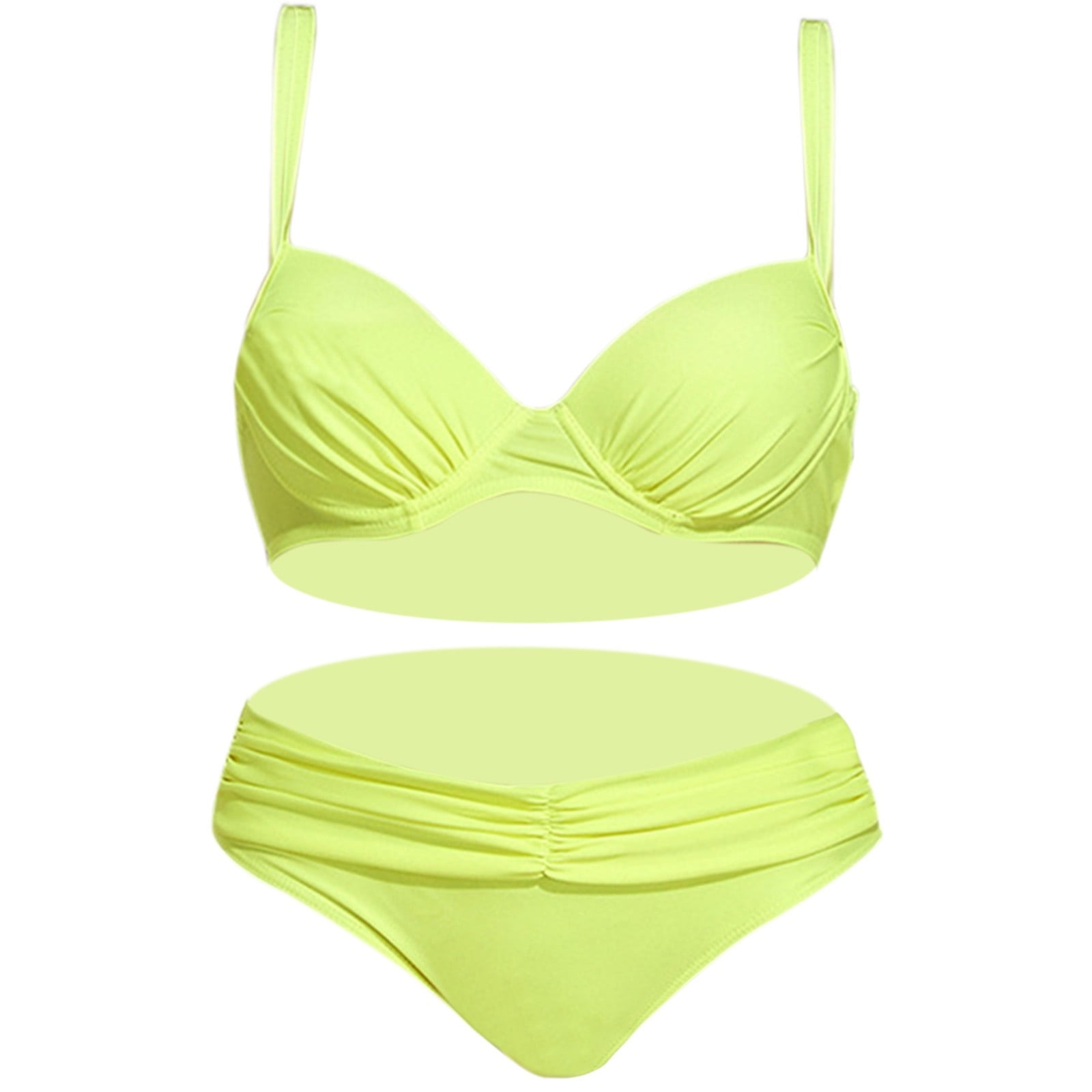 Xuapaodt Bikini Set Womens Solid Color Hot Spring Swimsuit Sexy Split