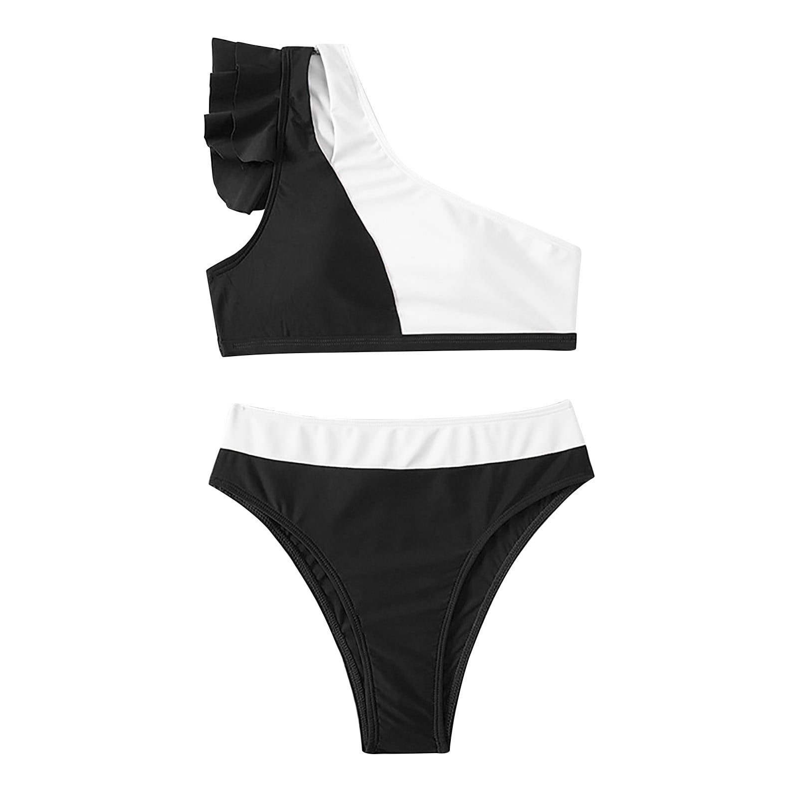 Xuapaodt Bikini Set Womens High Waist Color Matching Single Briefs Bikini Two Piece Swimsuit