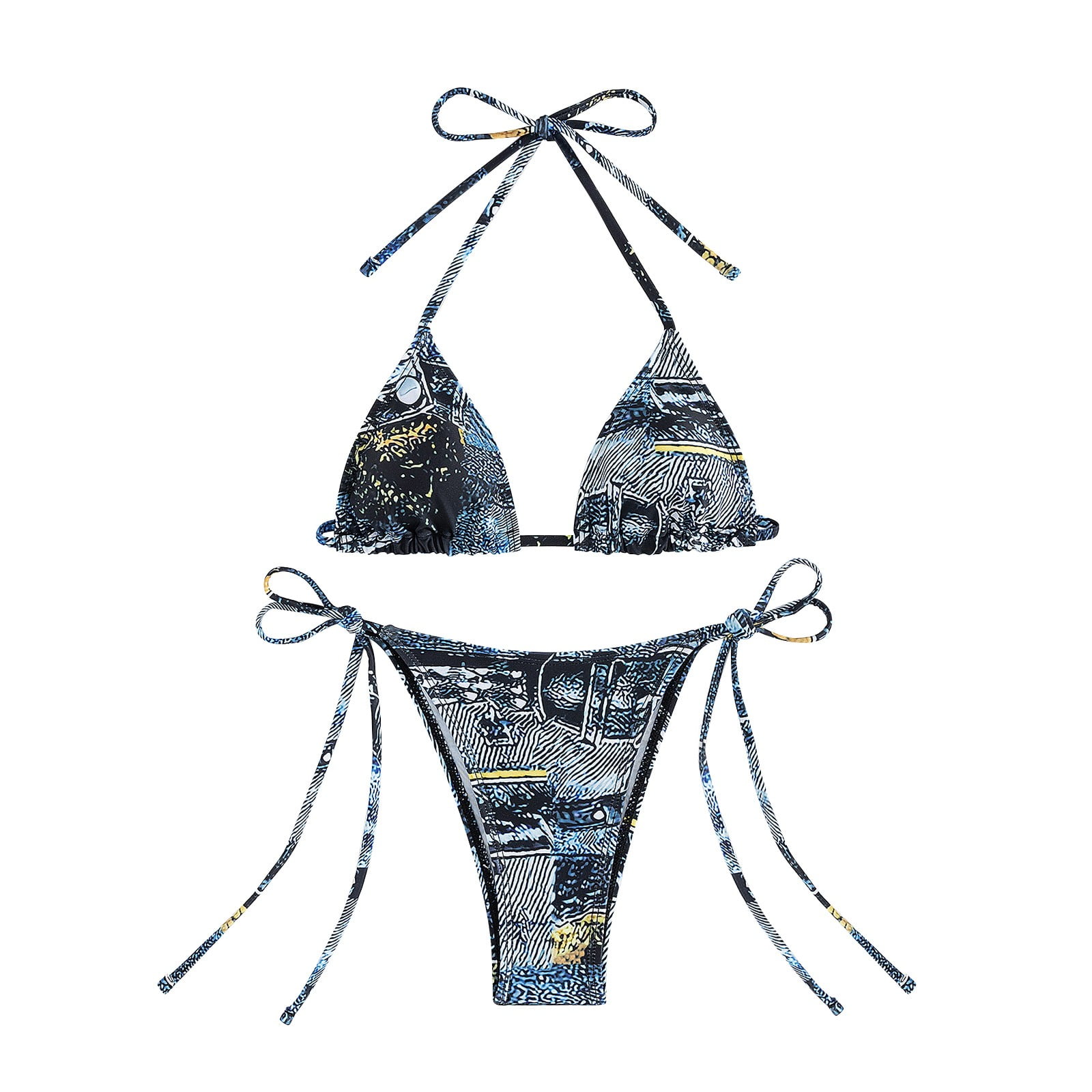Xuapaodt Bikini Set Womens Sexy Lips Flowers Hearts Stripes Plaid