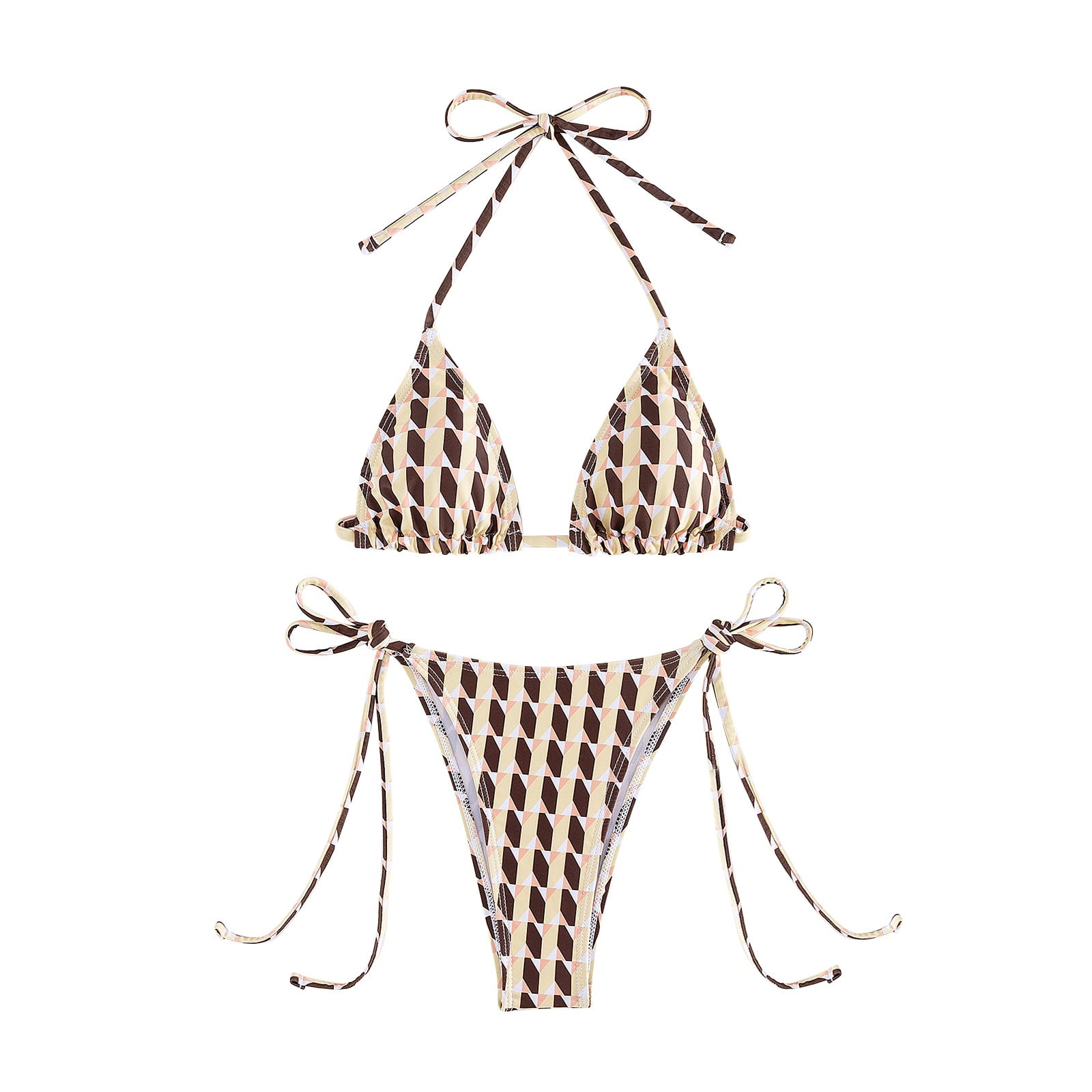 Xuapaodt Bikini Set Womens Sexy Lips Flowers Hearts Stripes Plaid