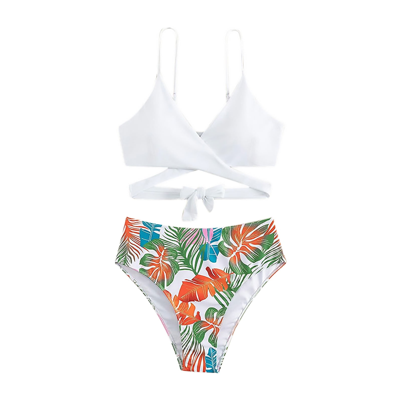 Xuapaodt Bikini Set Womens Sexy Print Removable Chest Pad Without