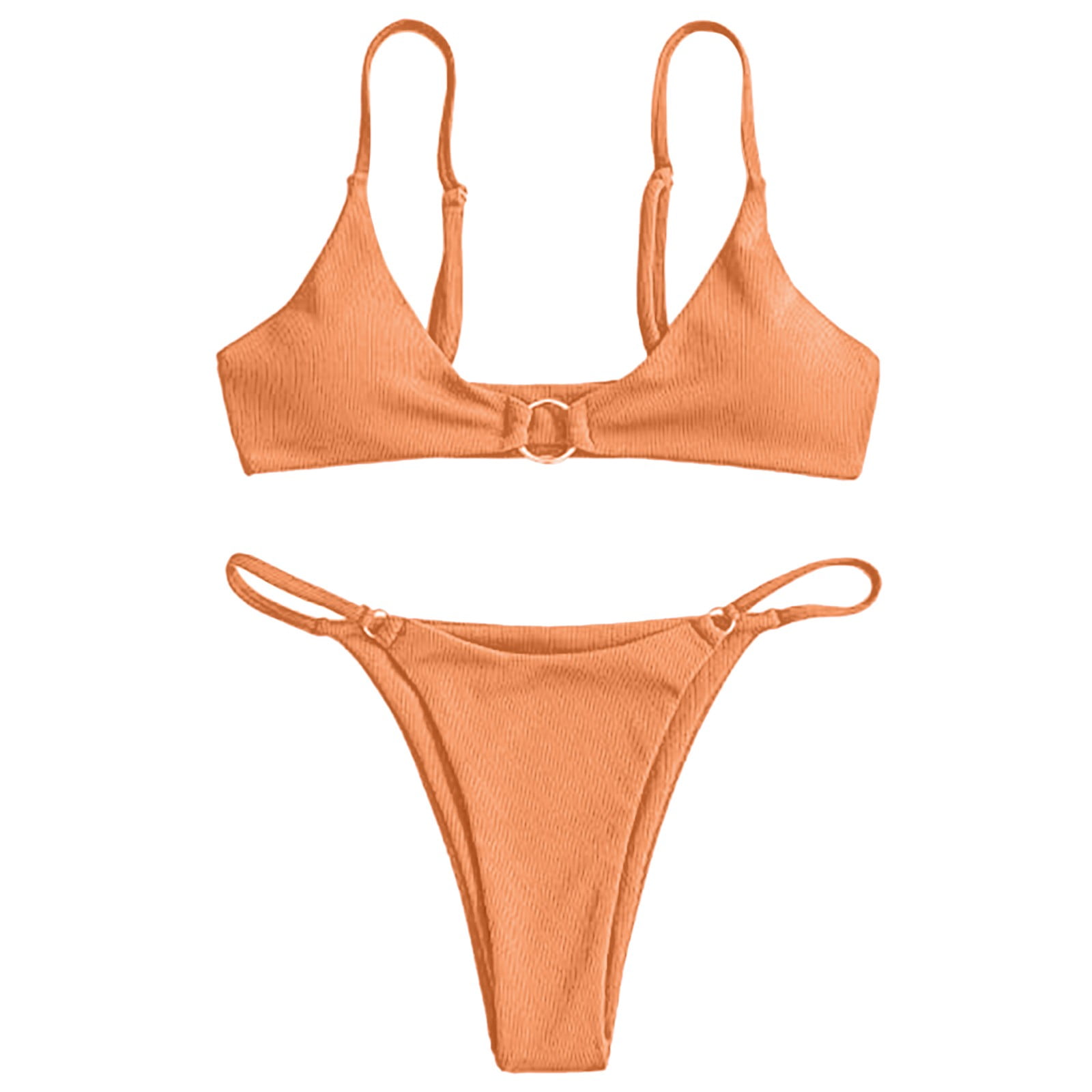 Xuapaodt Bikini Set Womens Solid Color Ring Fashion Womens Striped