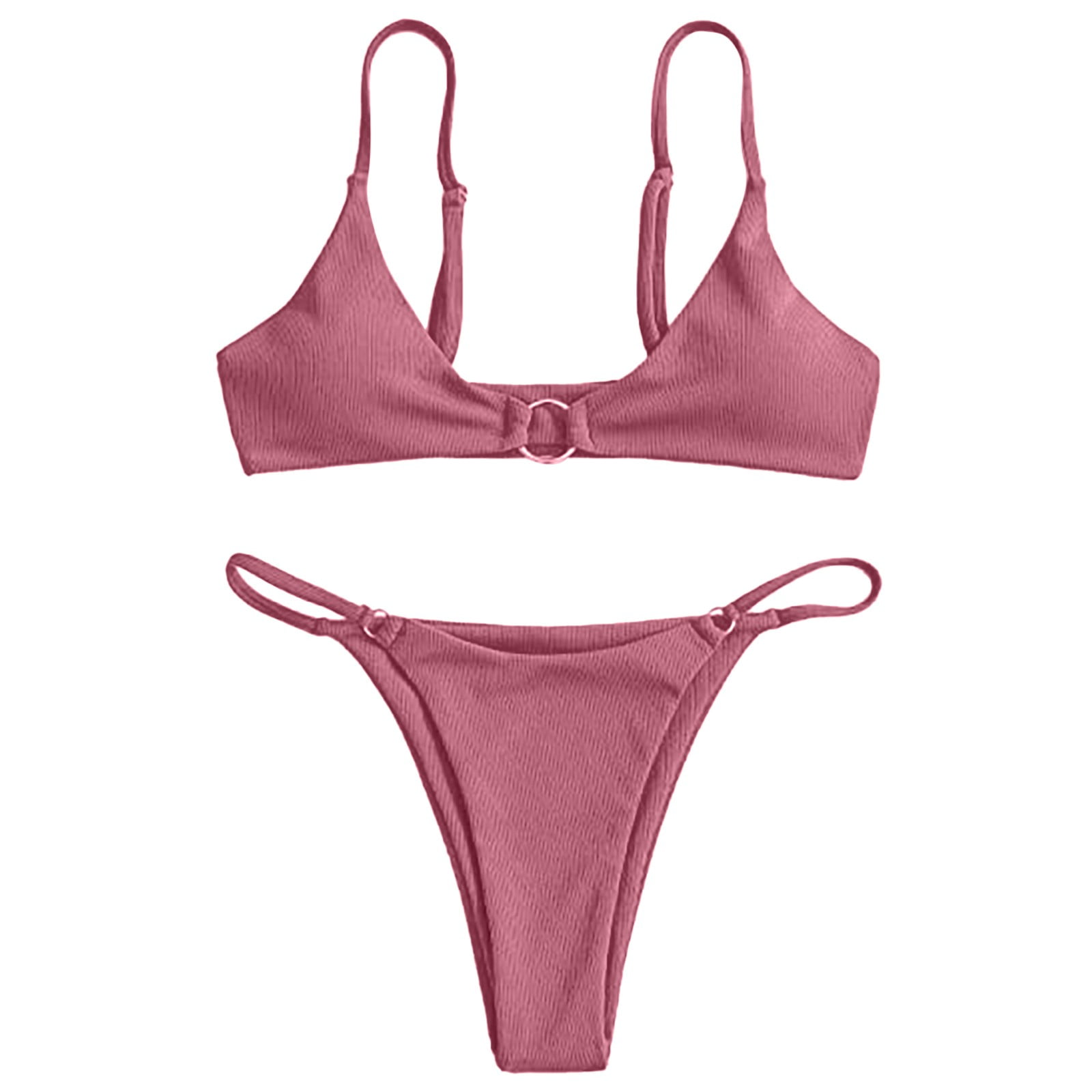 Xuapaodt Bikini Set Womens Solid Color Ring Fashion Womens Striped