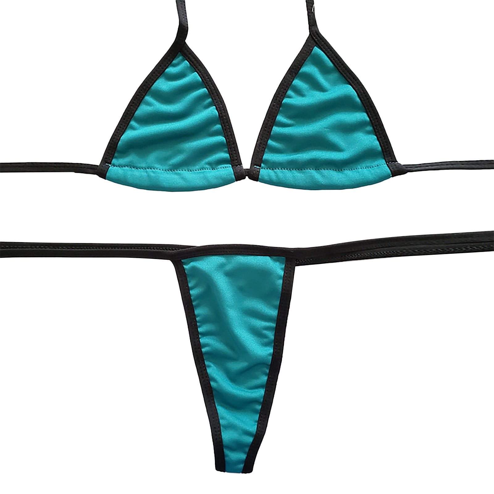 Xuapaodt Bikini Set Womens Solid Color Sexy Three Point Thong Bikini