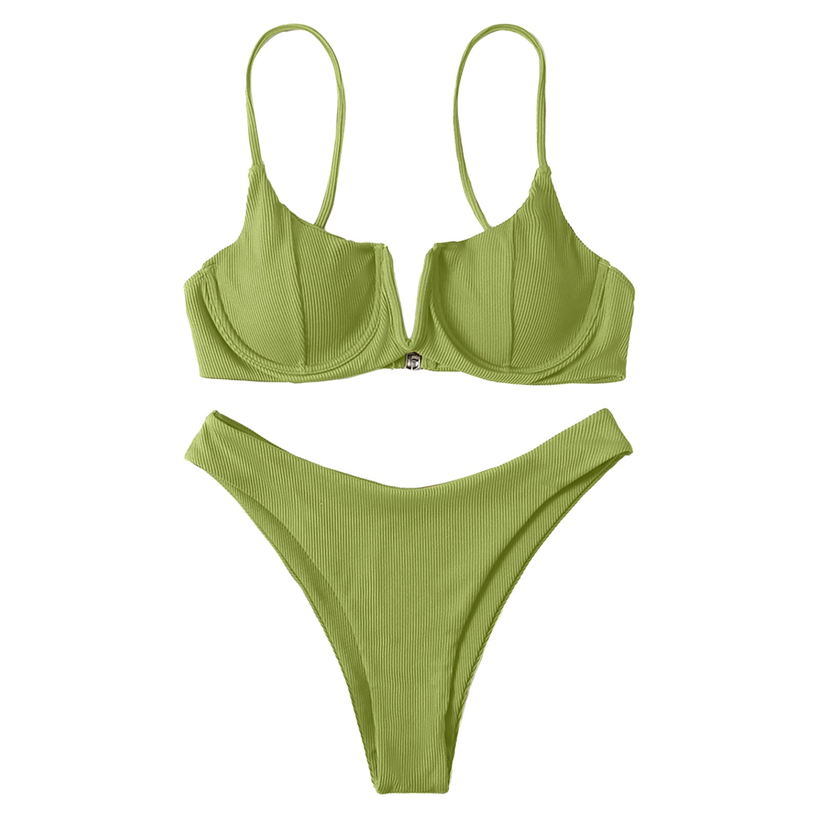 Xuapaodt Bikini Set Womens Solid Color Sexy With Steel Support Without