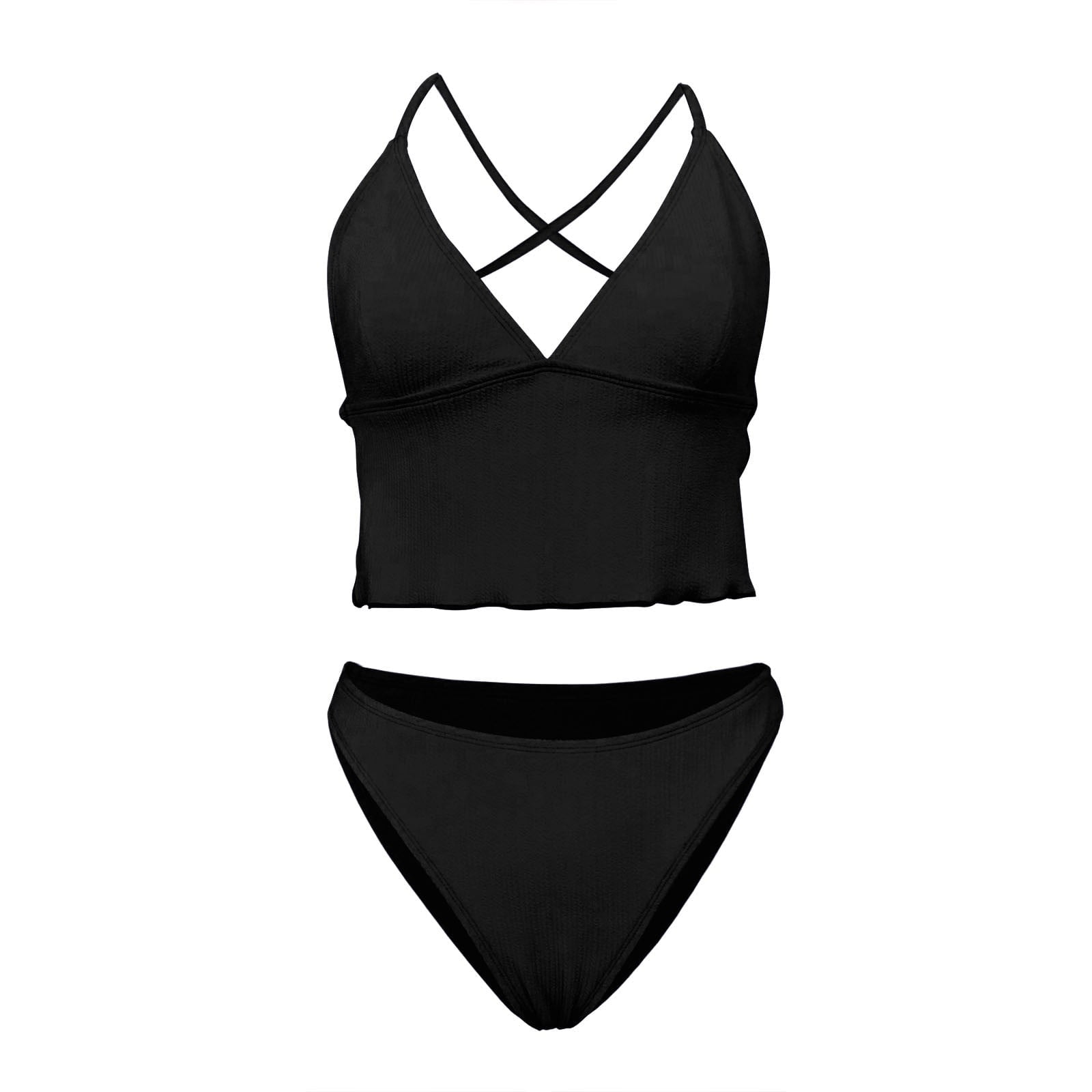 Xuapaodt Bikini Set Womens Summer Casual Sexy Sling Strap Backless Low