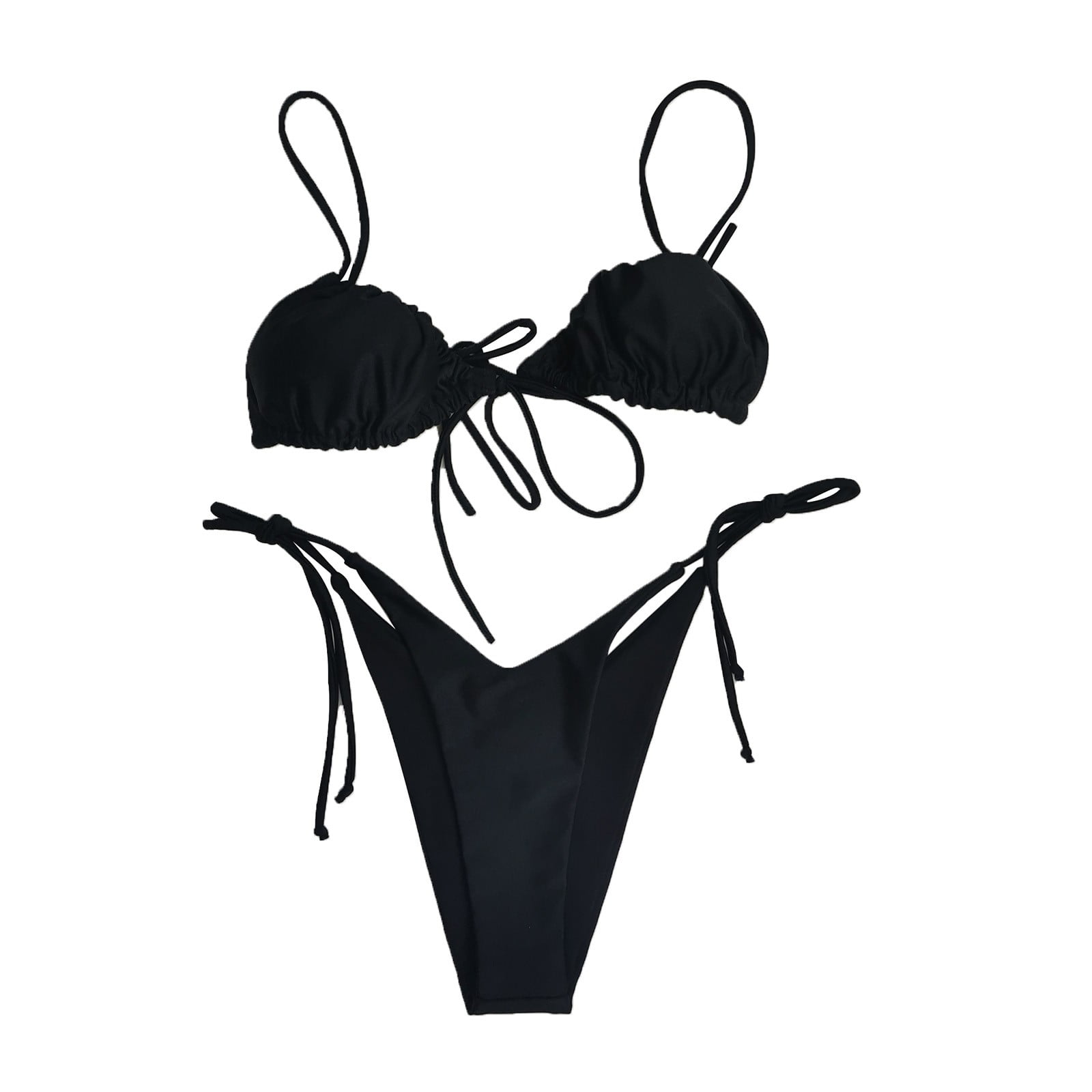 Xuapaodt Bikini Set Womens Two Piece High Cut Sets Tie Side Thong