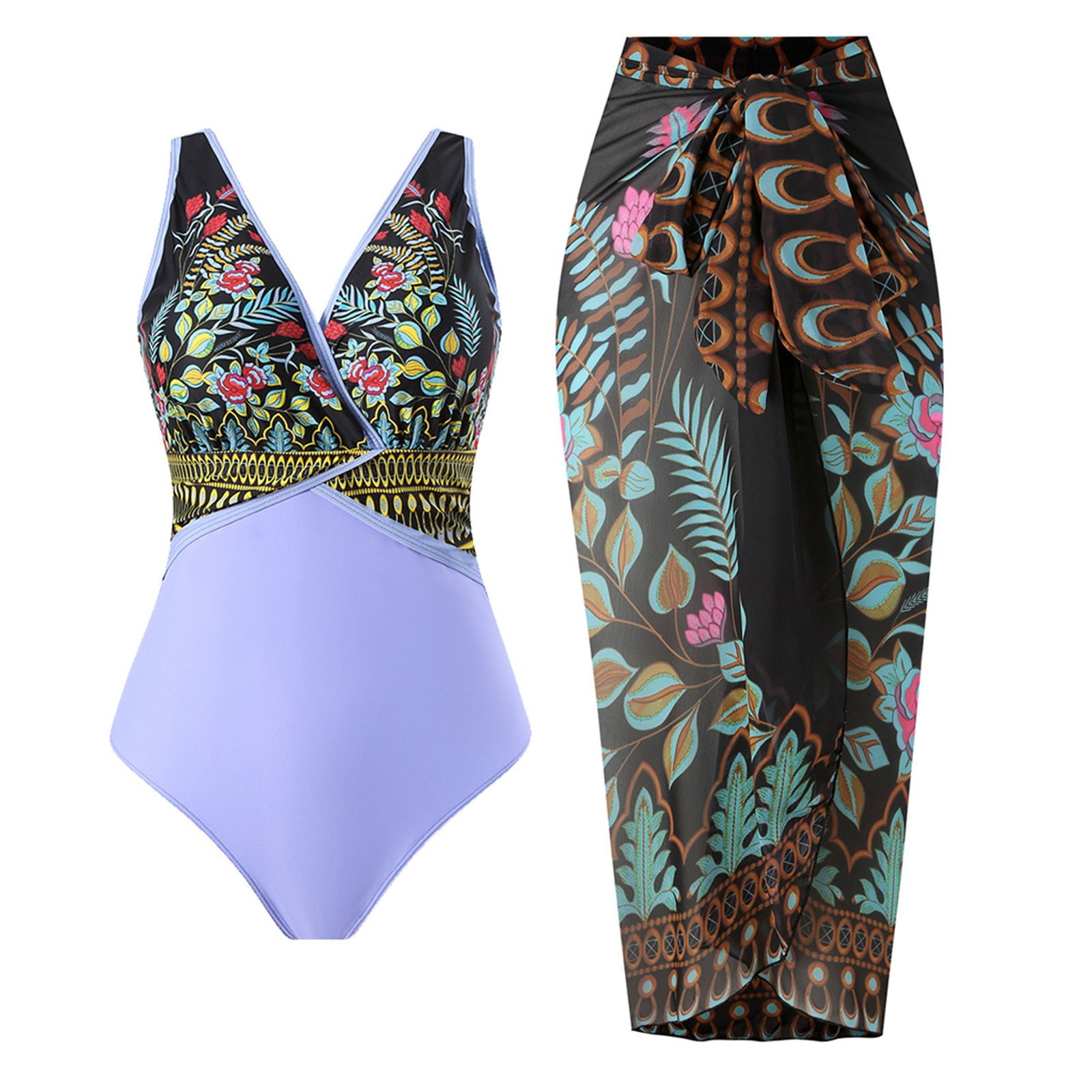 Xuapaodt Bikini Set Womens Bikini Set 2 Piece Boho Vintage Print Halter
