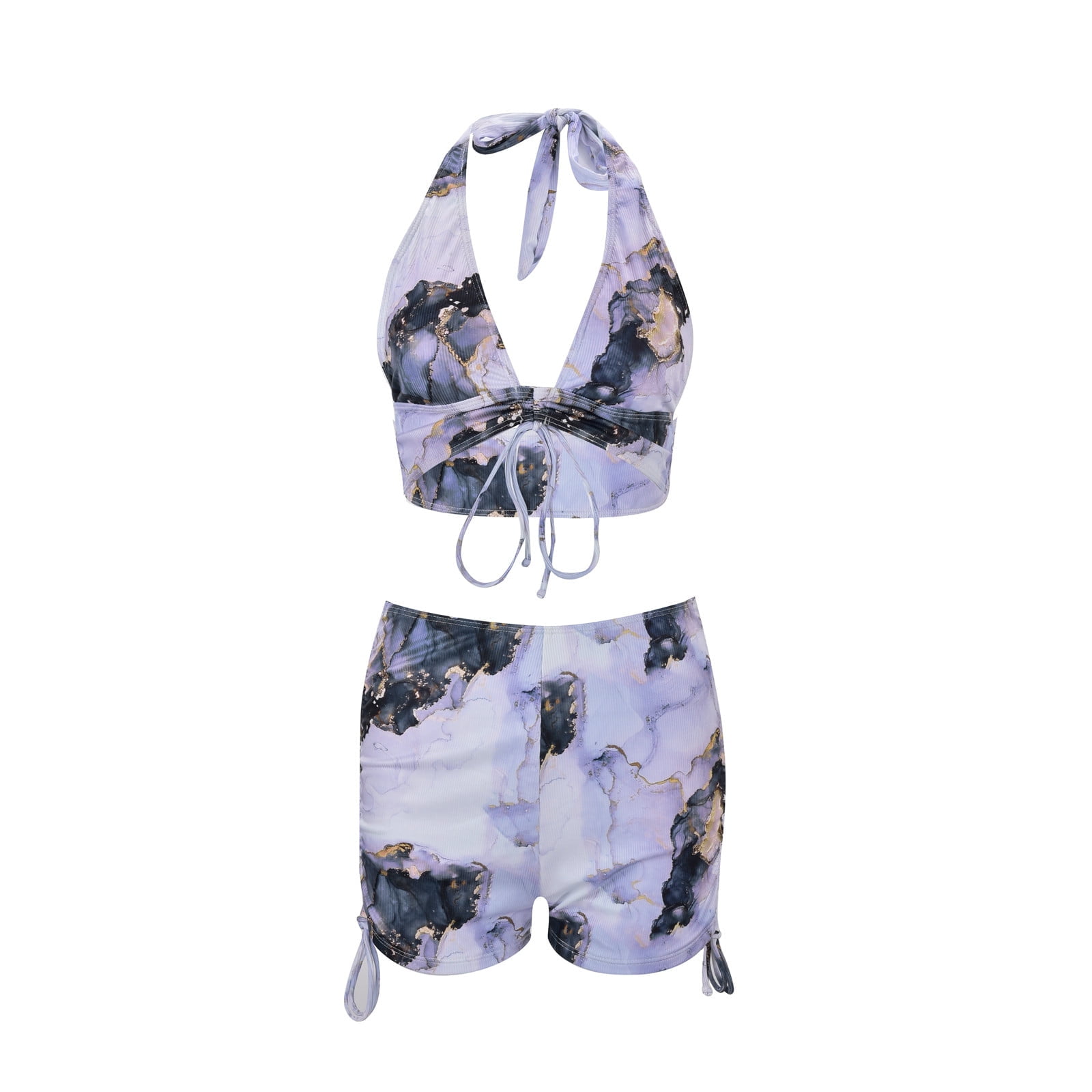Xuapaodt Inc Control Bathing Bikini Set Womens Sexy Tie Dyed Split