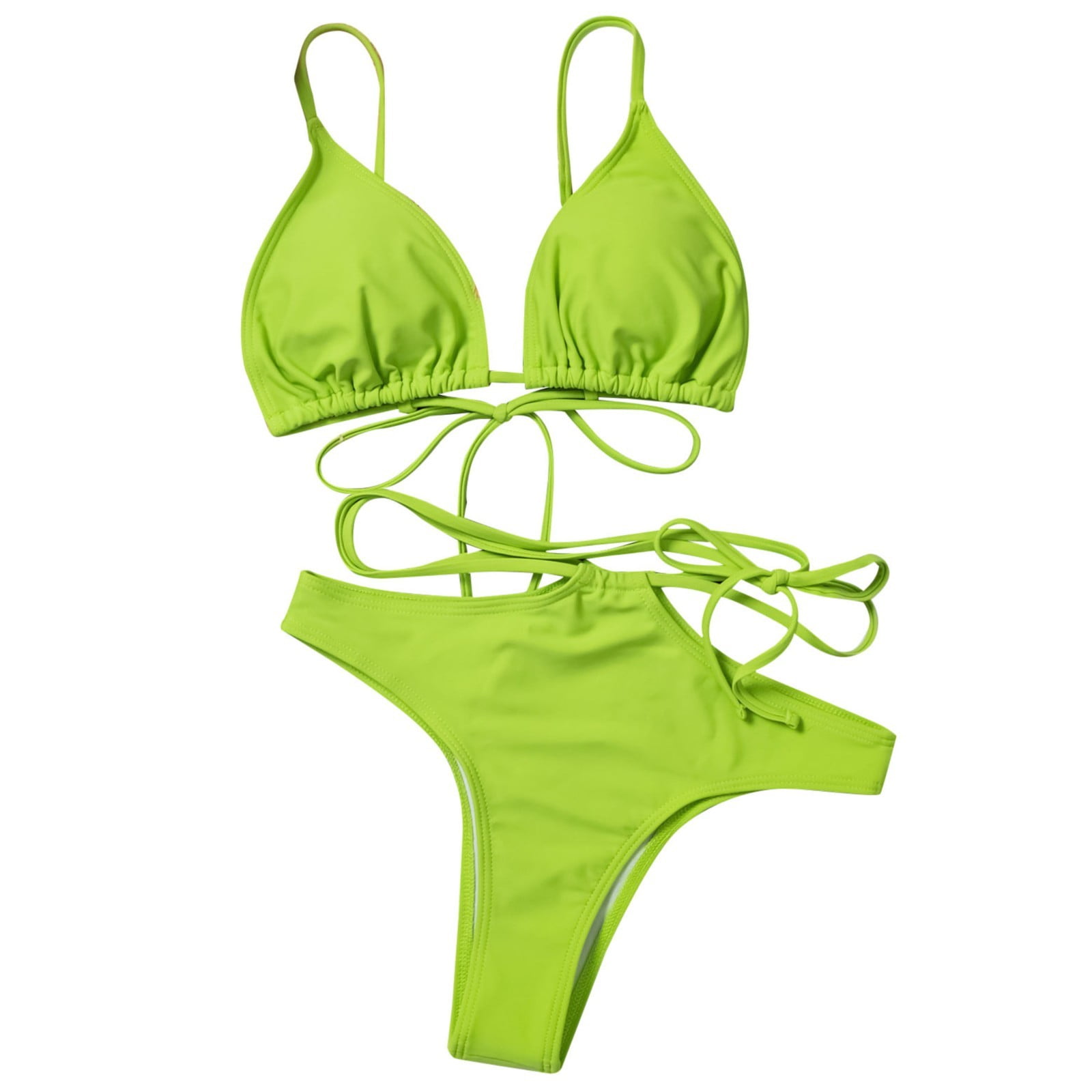 Xuapaodt Summer Two Piece Swimsuitladies Solid Color Bikini Tether