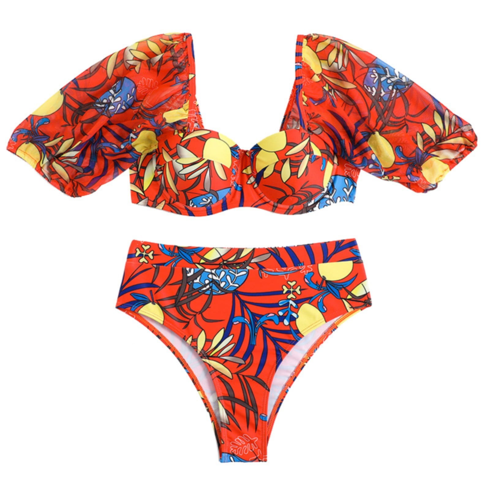 Xuapaodt Summer Two Piece Swimsuitwomen Sexy Botanical Print Swimsuit