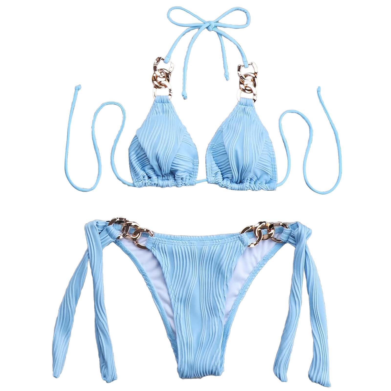 Xuapaodt Summer Two Piece Swimsuitwomens 2 Piece Chain Linked Halter