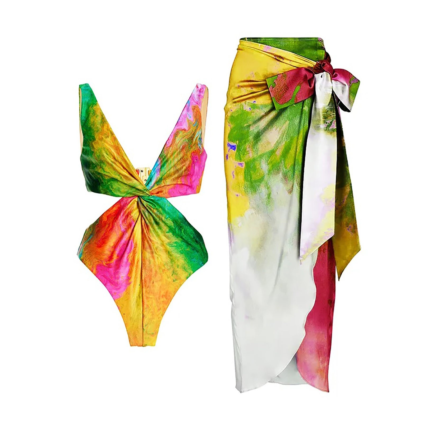 Xuapaodt Inc Summer Two Piece Swimsuitwomens Deep V Neck Colorful