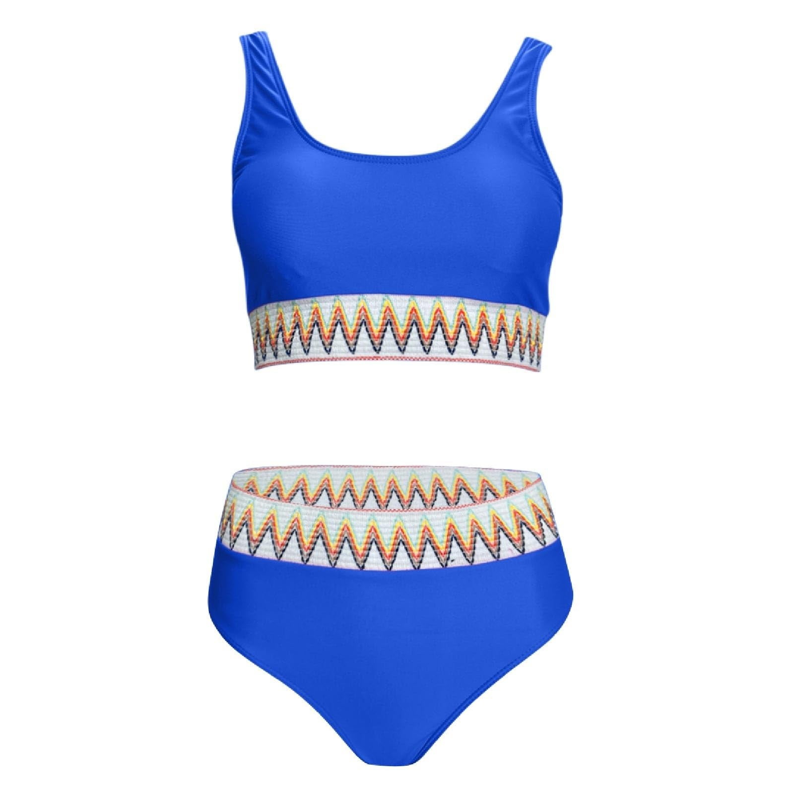 Xuapaodt Summer Two Piece Swimsuitwomens Round Neck High Waist Sexy
