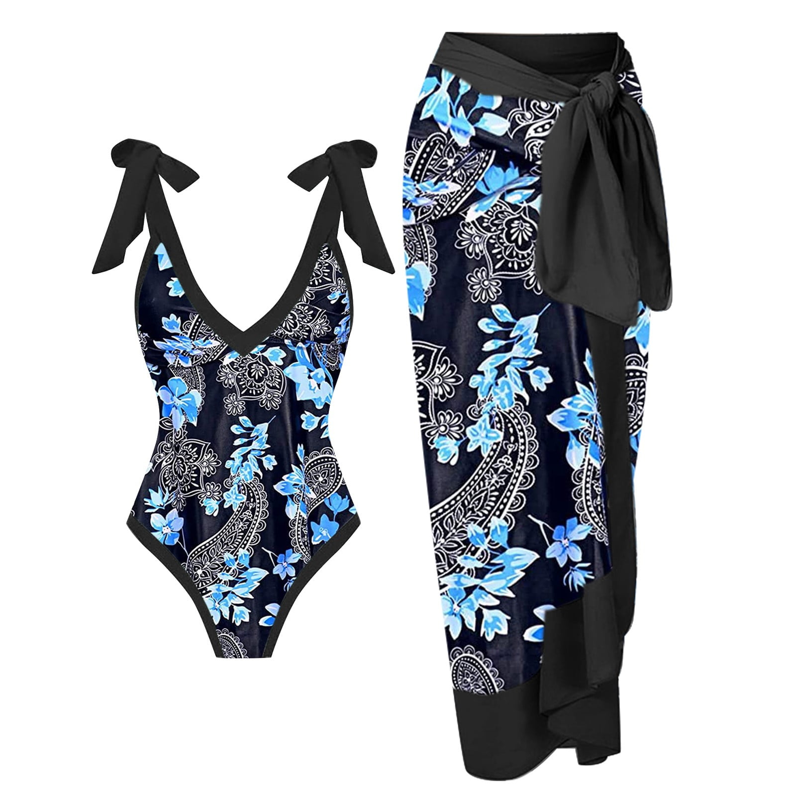 Xuapaodt Inc Women Vintage Abstract Floral Print Cover Up Swimsuit