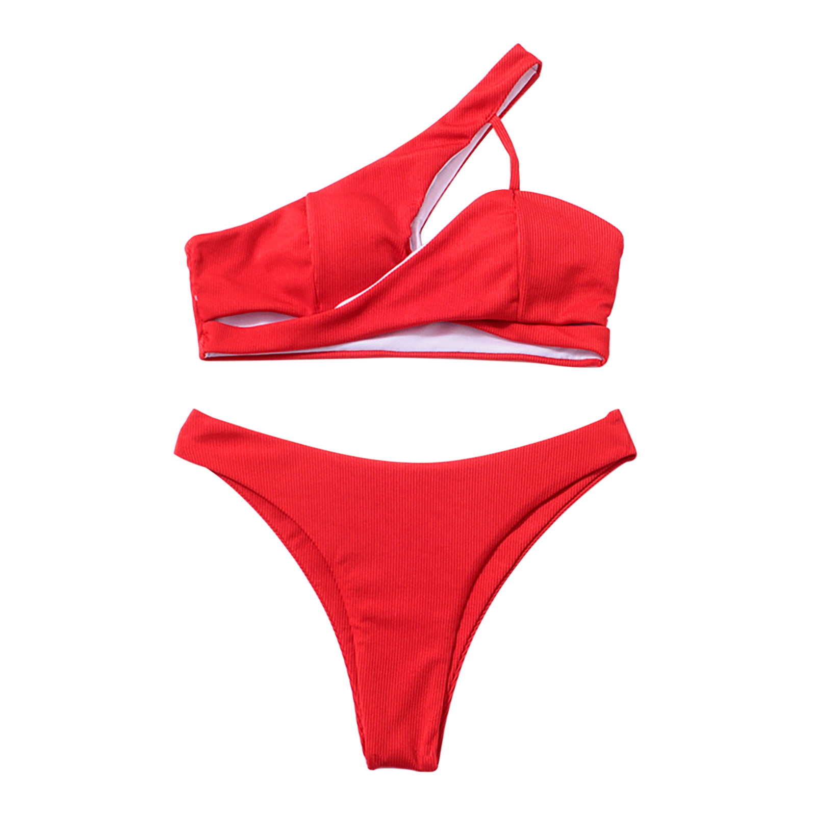 Xuapaodt Inc Womens 2 Piece Bathing Suits Halter Ring Bikini Set With Cover Up Skirt Red Lv