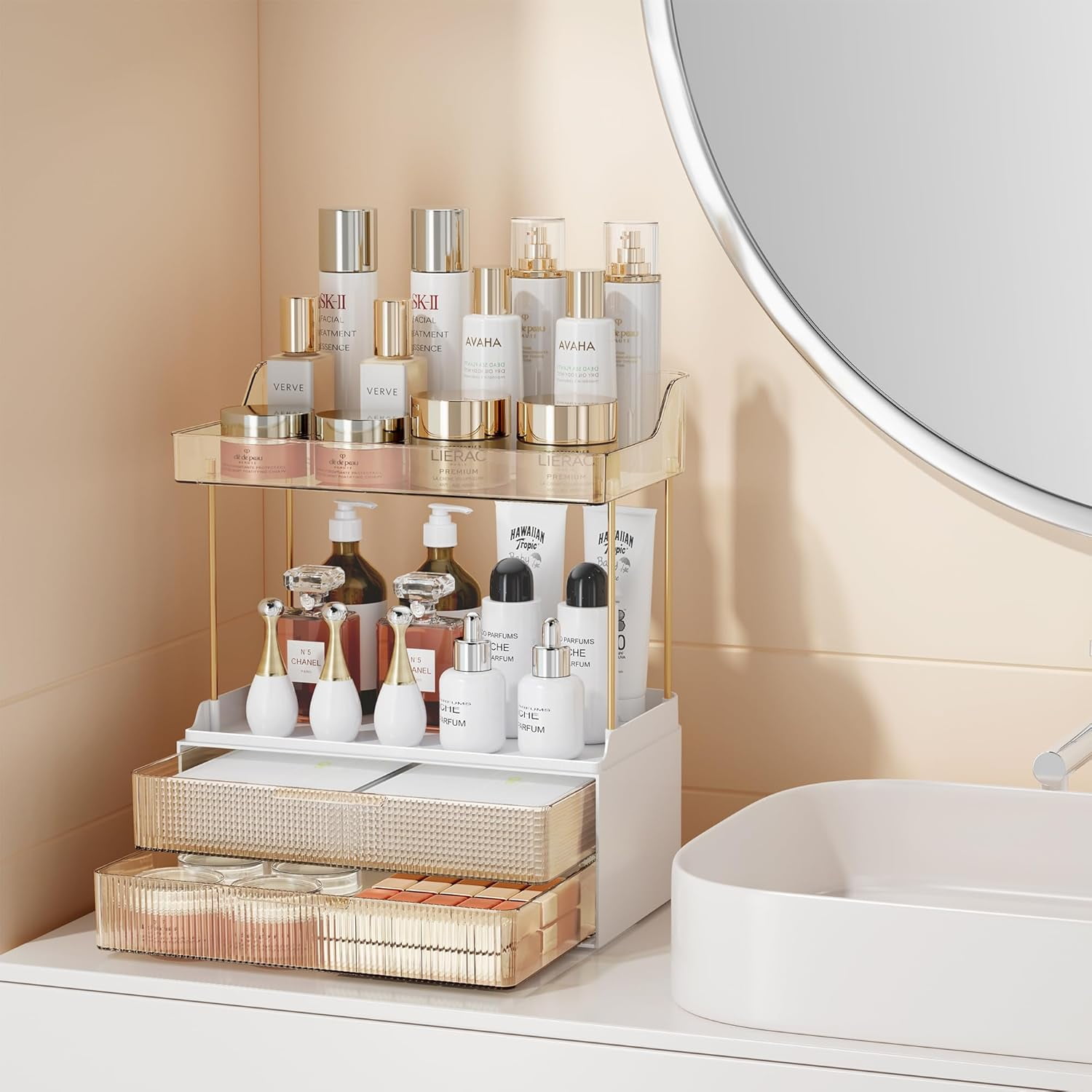 xuejumboom 3 Tier Makeup Organizer Countertop - Bathroom Countertop ...