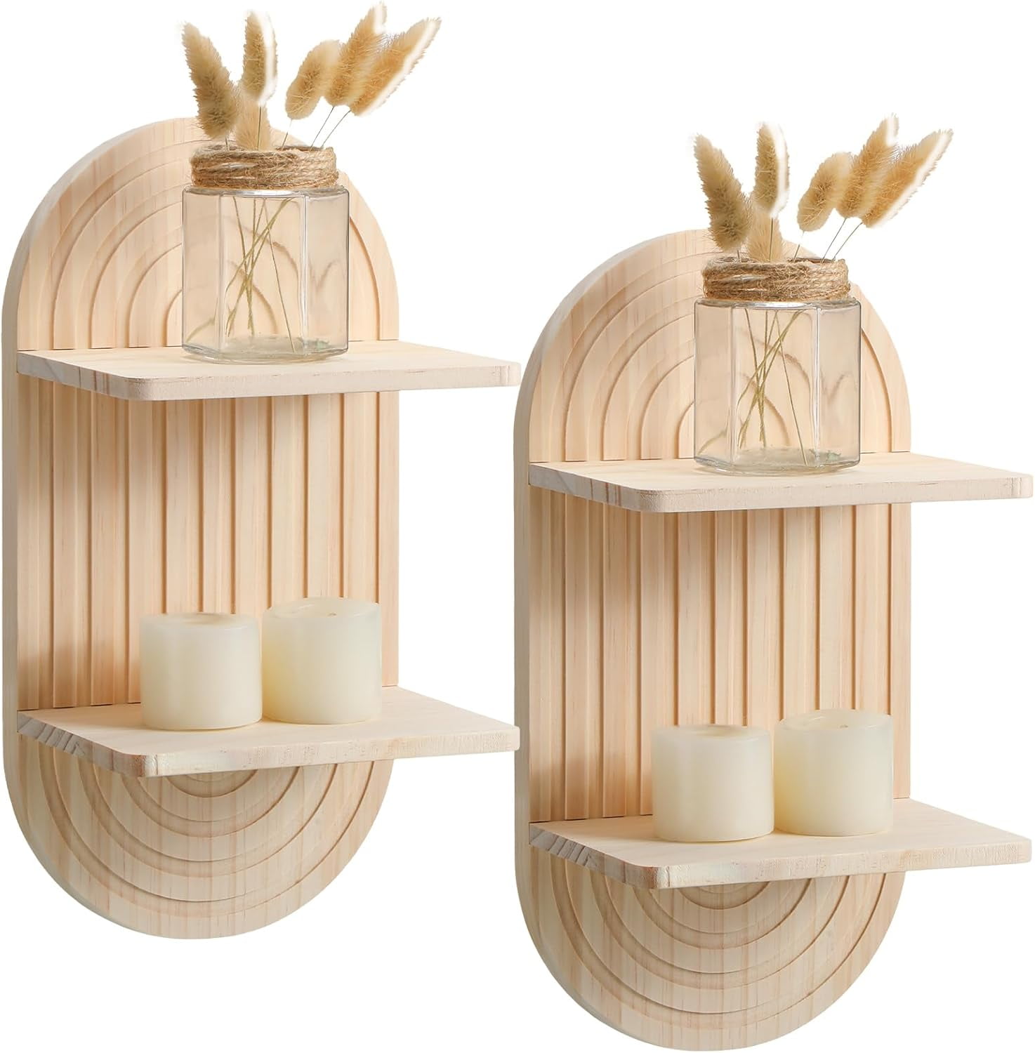 dxynlzq JKLCH LTKIF 2 Pieces Wooden Boho Hanging Shelves for Wall ...