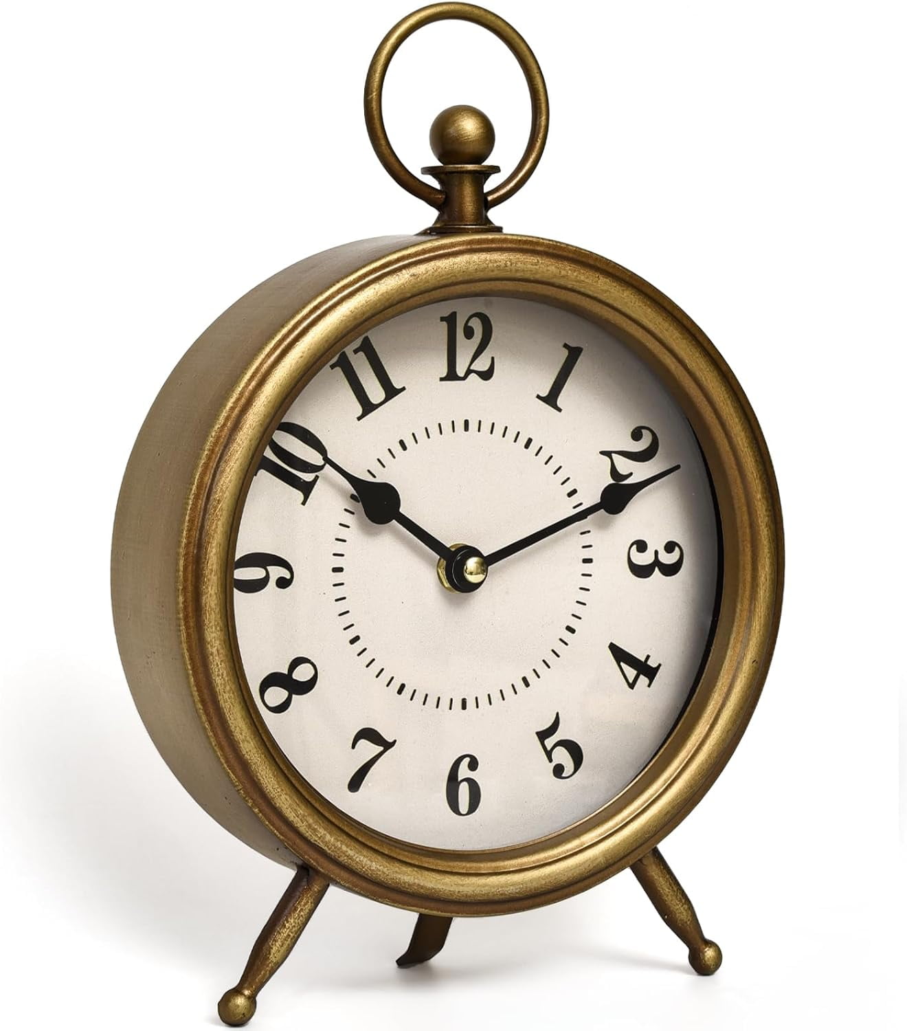 Hltser Vintage Non-Ticking Black Table Clock with Stand Decorative ...