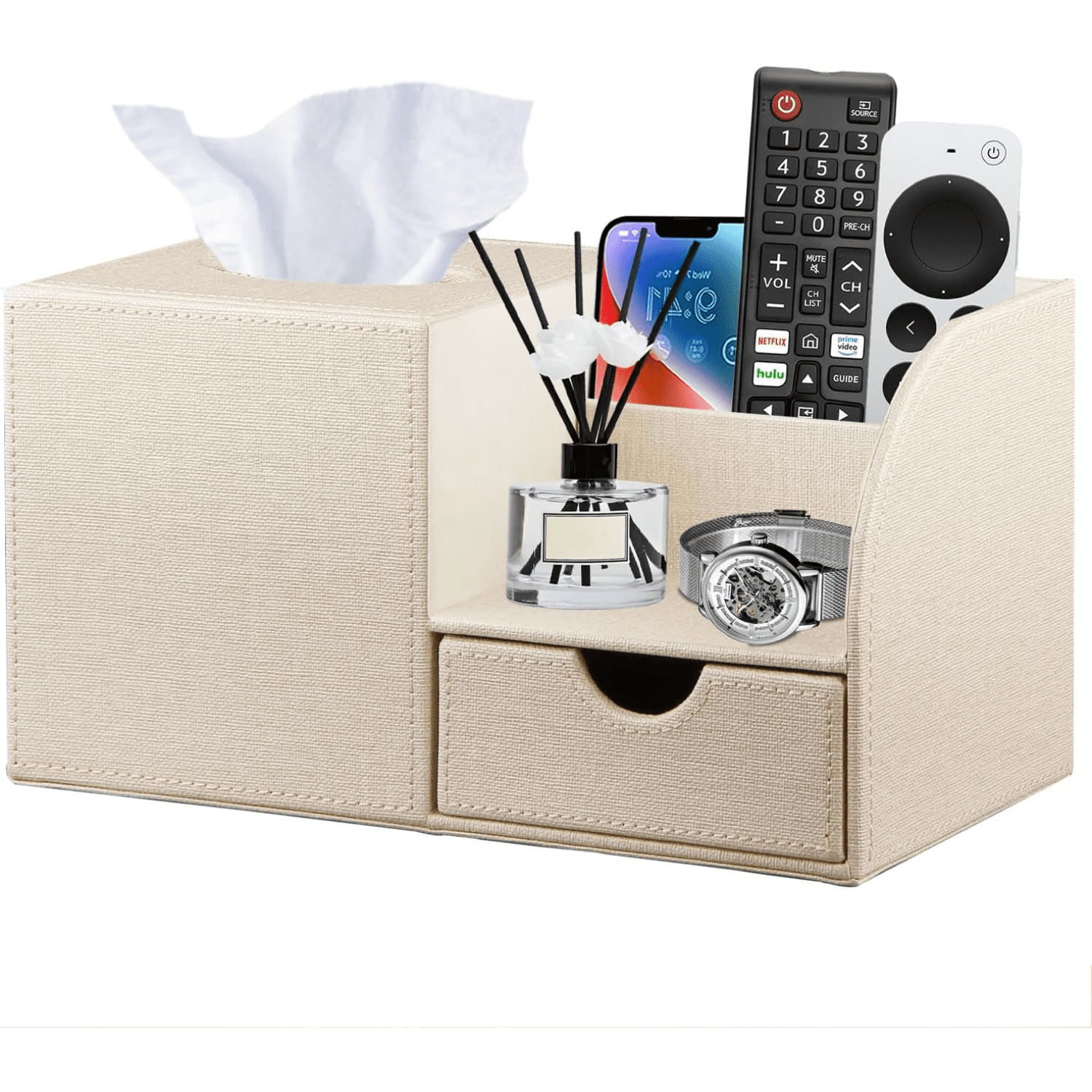 xugsi Nightstand Organizer with Tissue Holder Decorative Square Cover ...