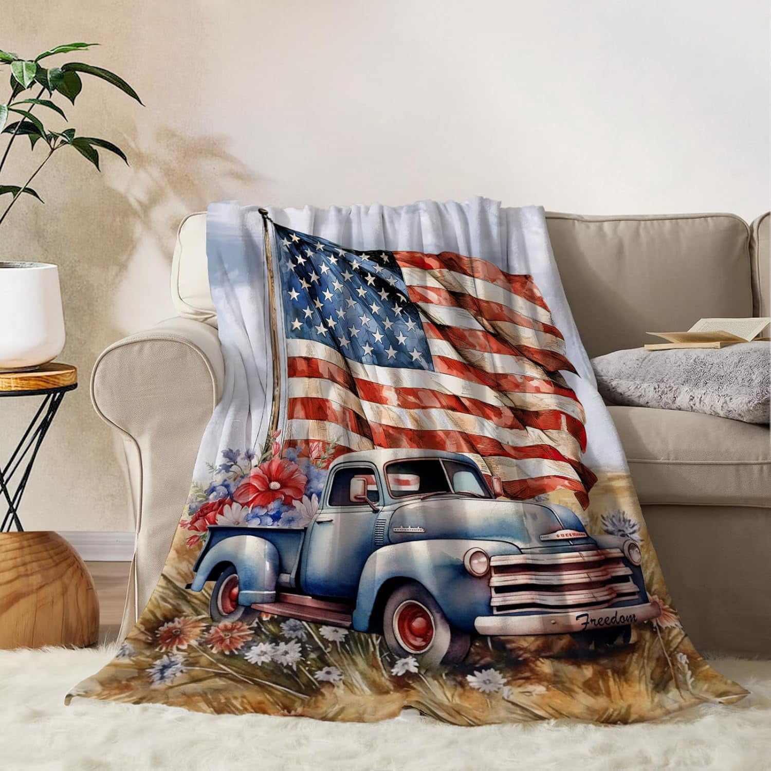 xuhooa Patriotic Throw Blanket 4th of July Memorial Day Fourth of July ...