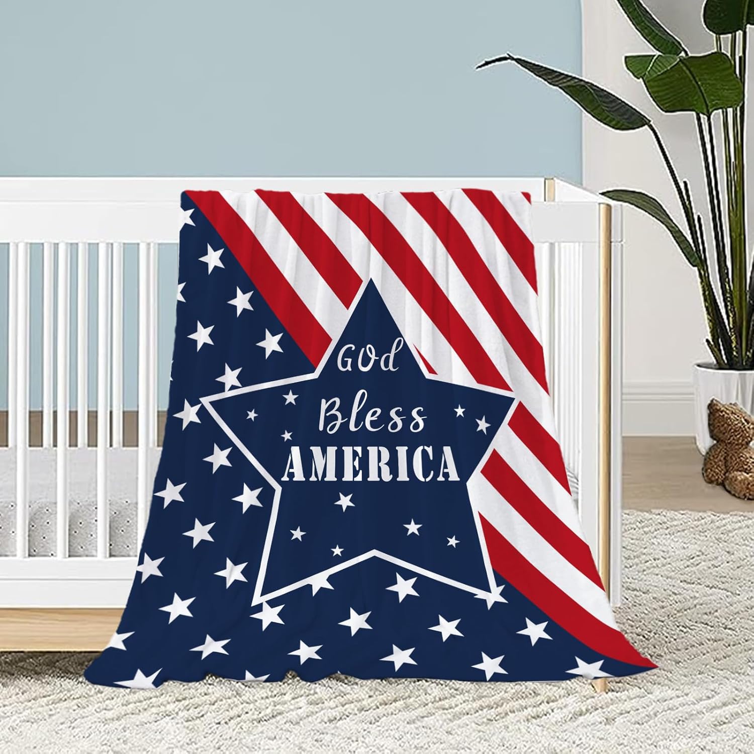 xuhooa Patriotic Throw Blanket Baby Small 4th of July Memorial Day ...