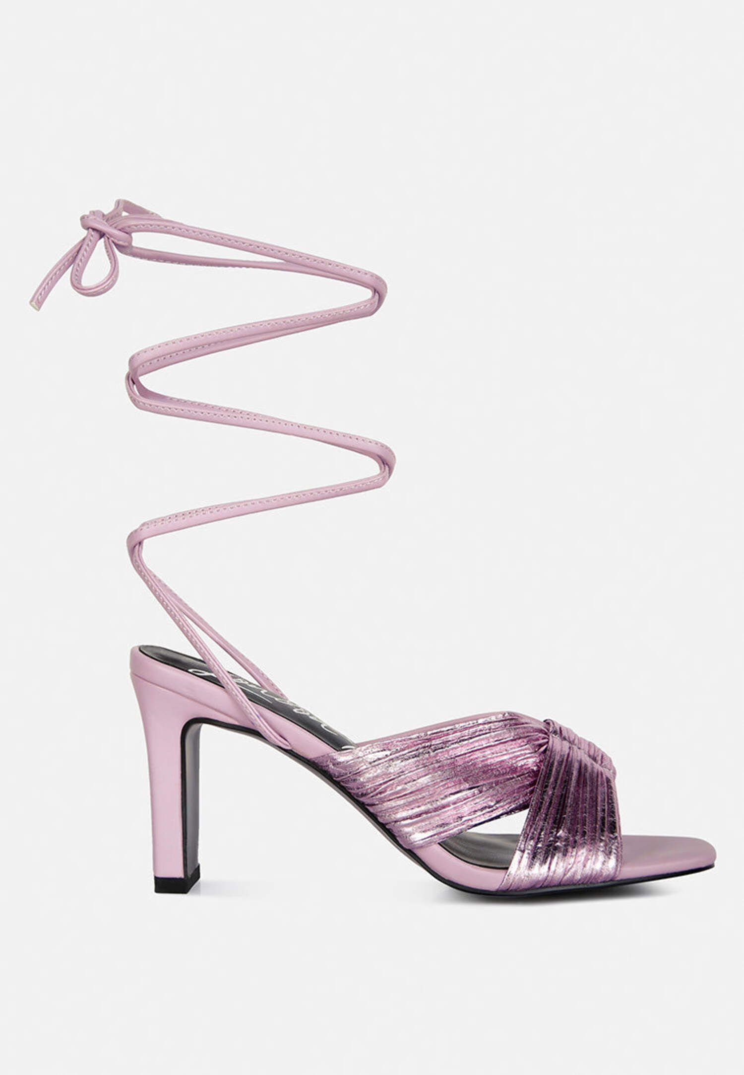 Xuxa Metallic Tie Up Italian Block Heel Sandals - Walmart.com