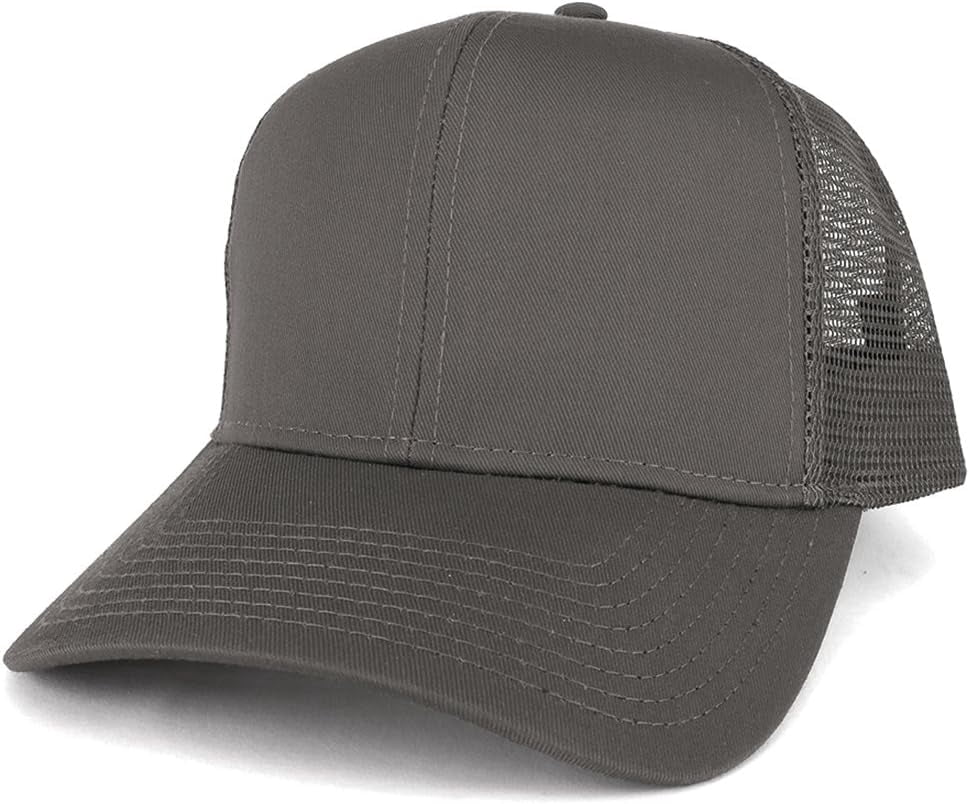 xxl oversize high crown adjustable plain mesh back trucker baseball cap ...