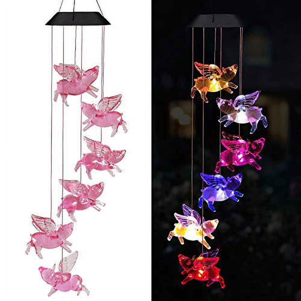 xxschy Solar Flying Pigs Wind Chimes Outdoor - Waterproof Solar Powered ...