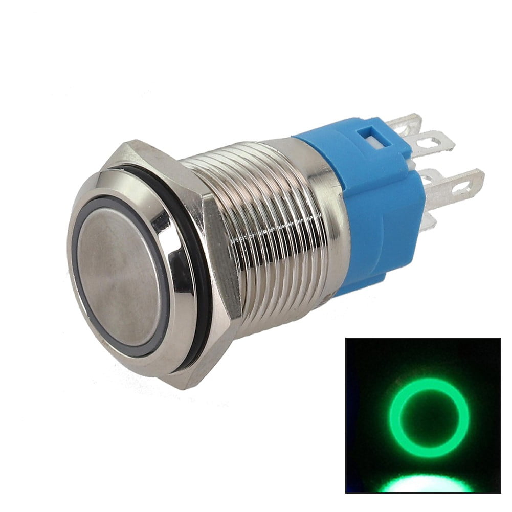 yaaqii 16mm 3-6V LED ON OFF Waterproof IP66 Stainless Steel Momentary PushButton Switch ...